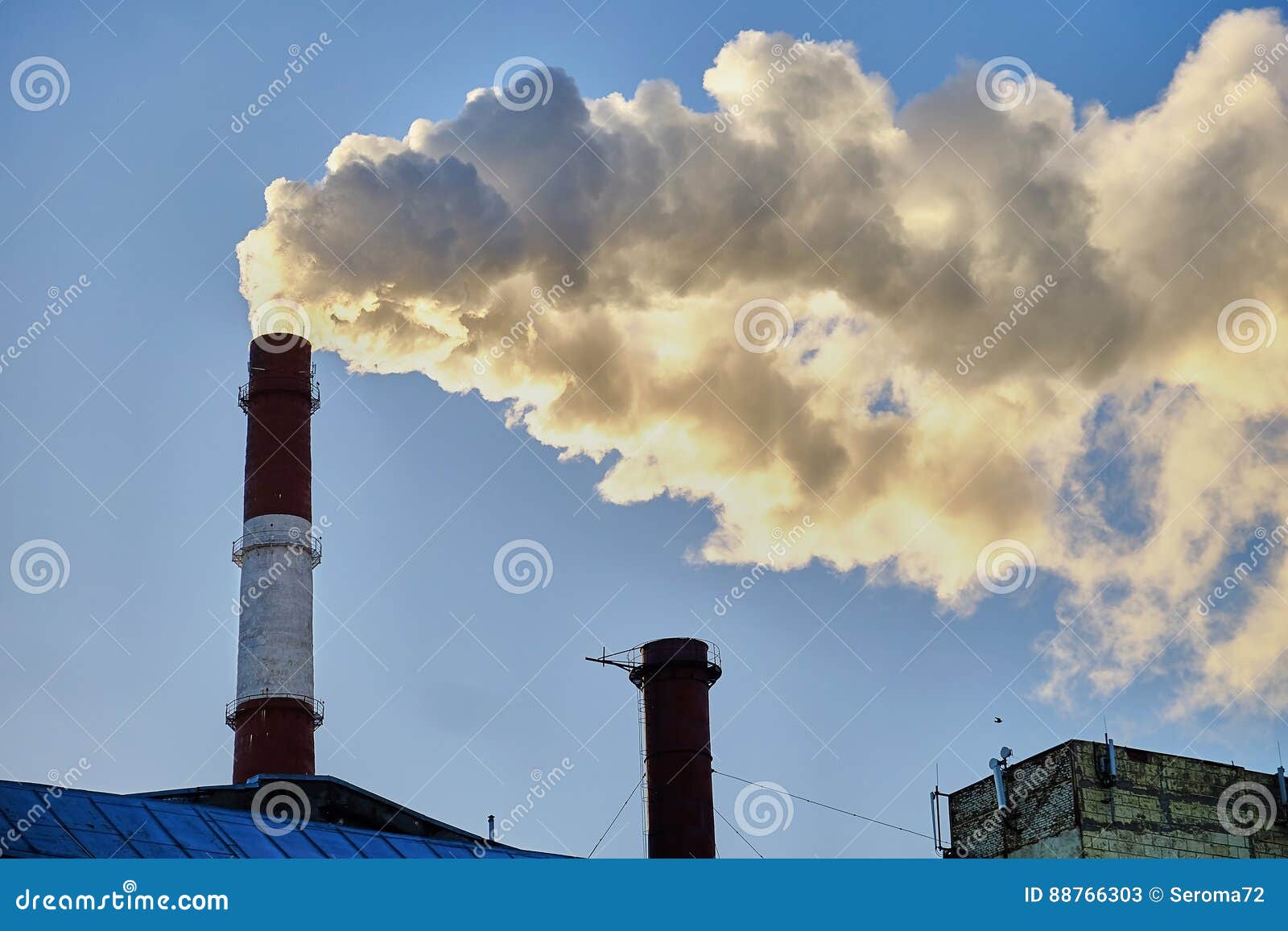 Thick Smoke Belching from Factory Chimneys Stock Image - Image of ...