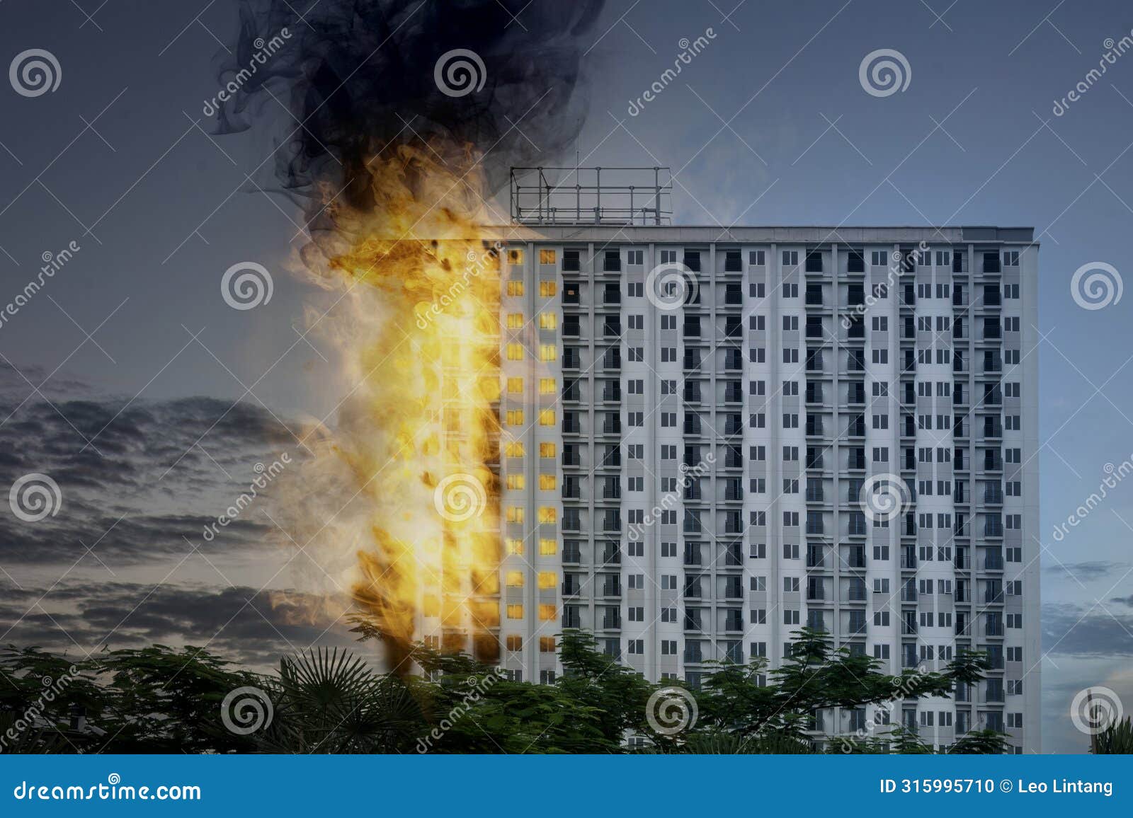 Thick Smoke from Burning Buildings Stock Photo - Image of damaged ...