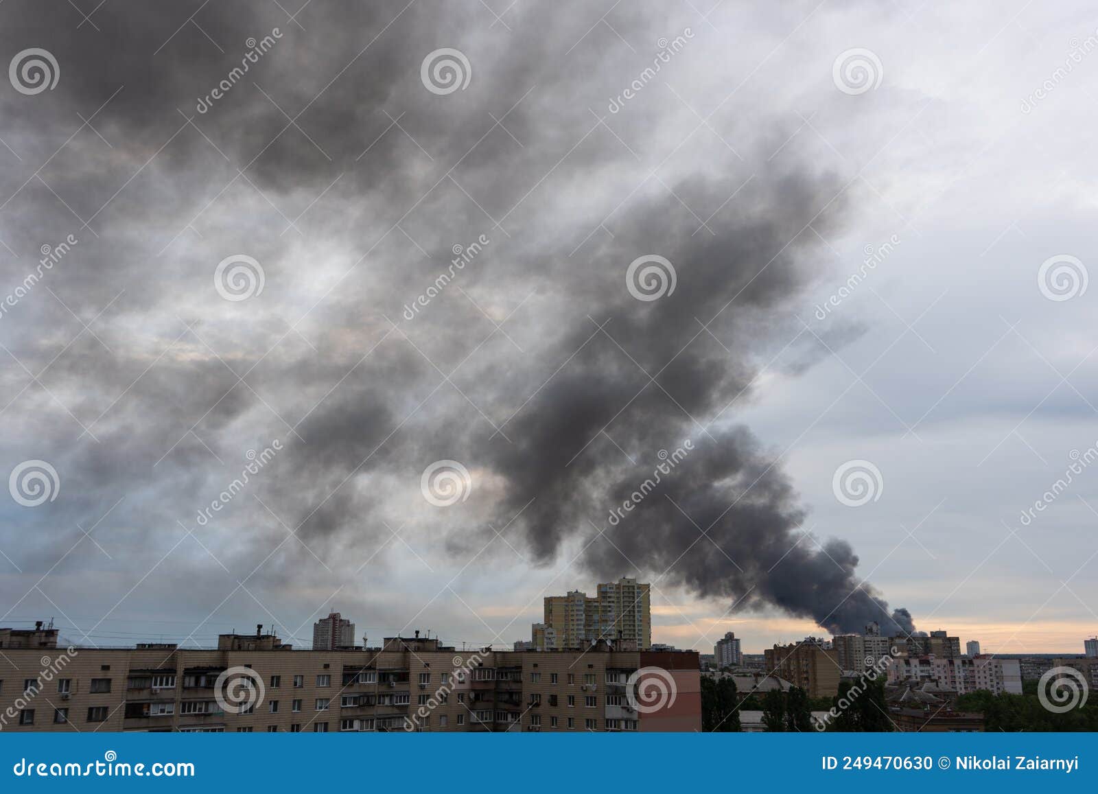 Thick Smoke in the Clouds, Fire in City Stock Photo - Image of safety ...