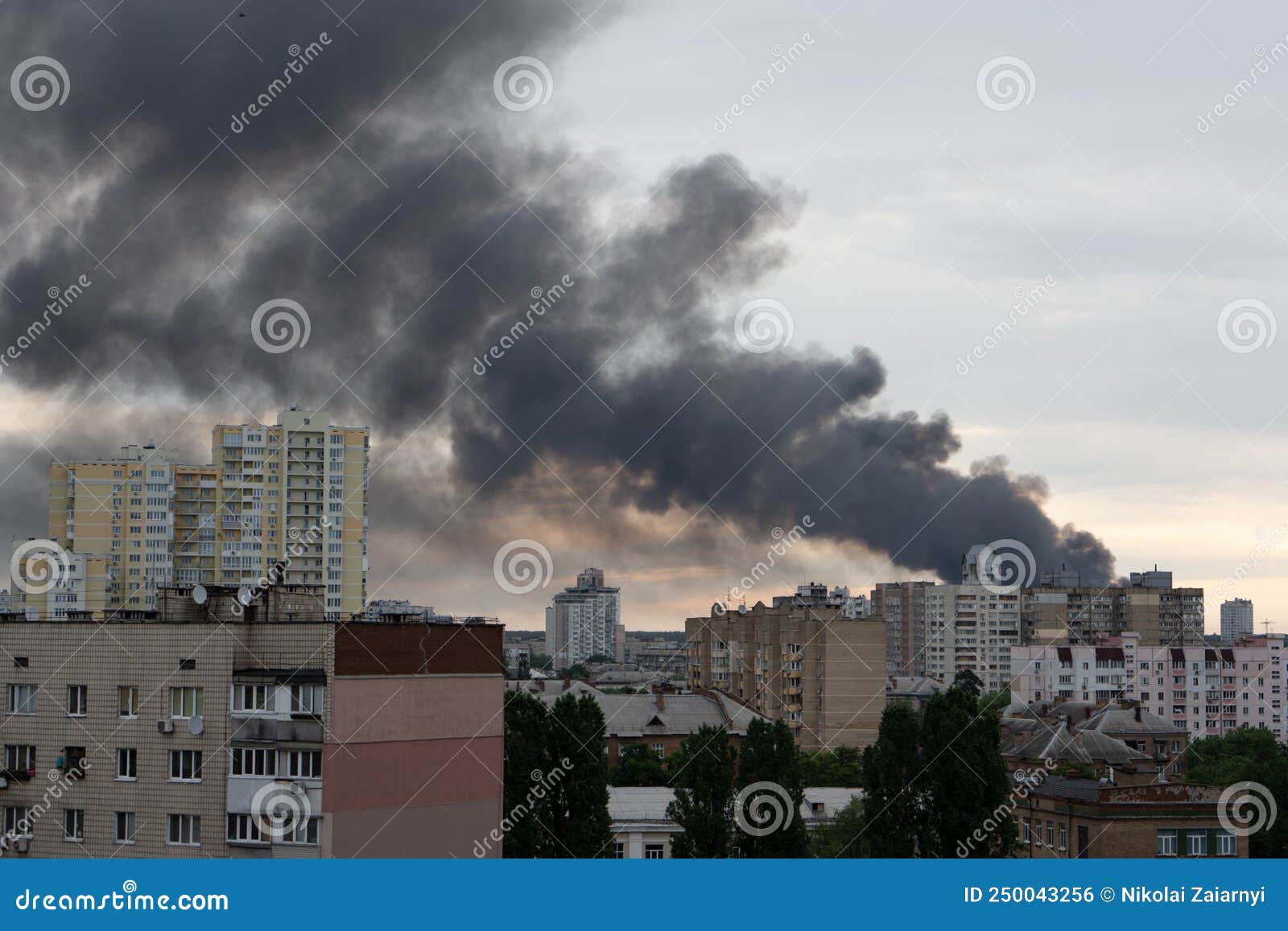 Thick Smoke in the Clouds, Fire in City Stock Photo - Image of blaze ...