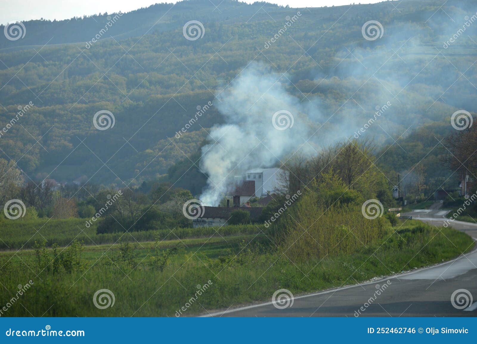 Thick smoke from the fire stock photo. Image of smoke - 252462746