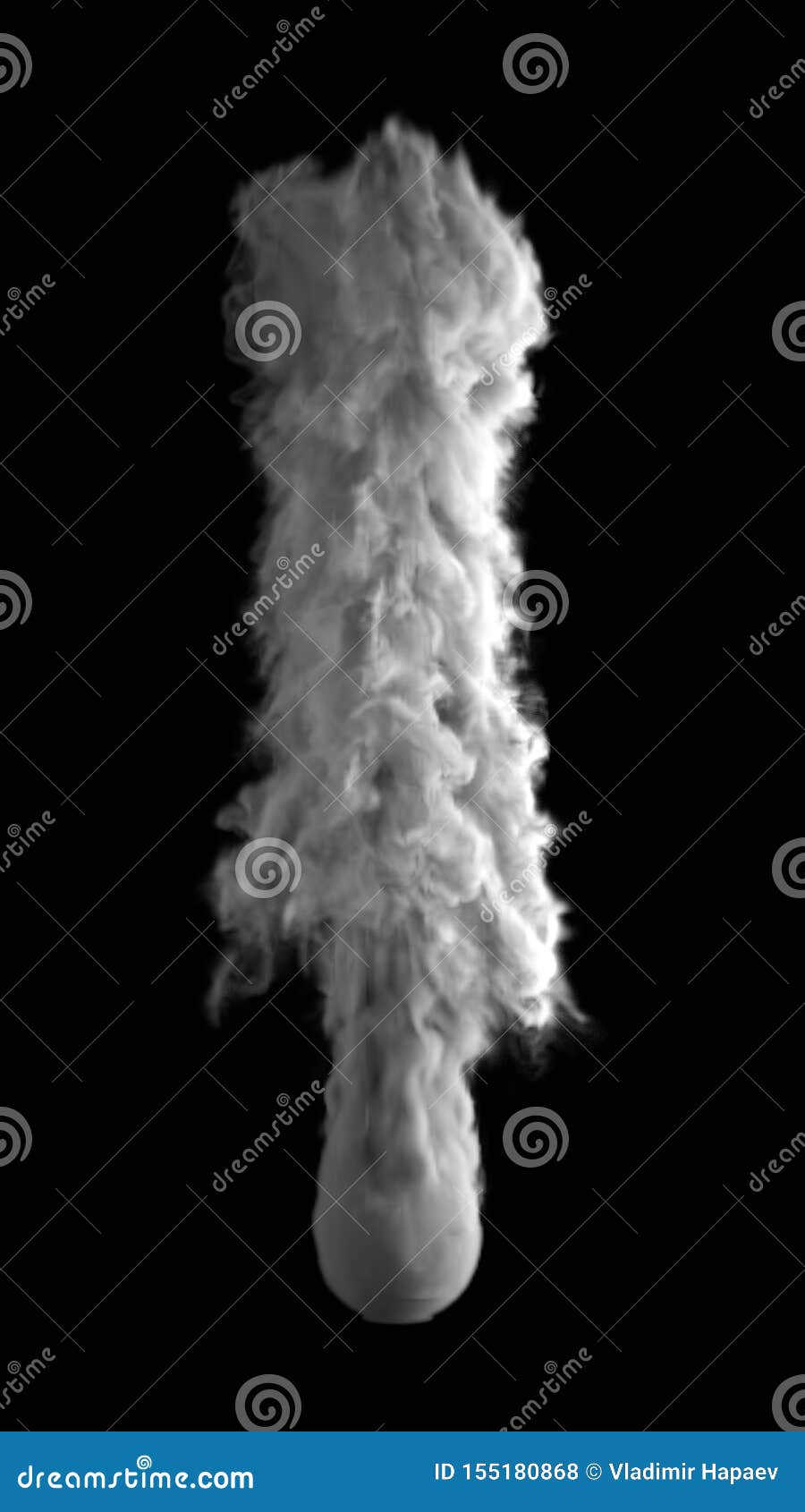 Thick Smoke from a Round Object on a Black Isolated Background. 3d ...
