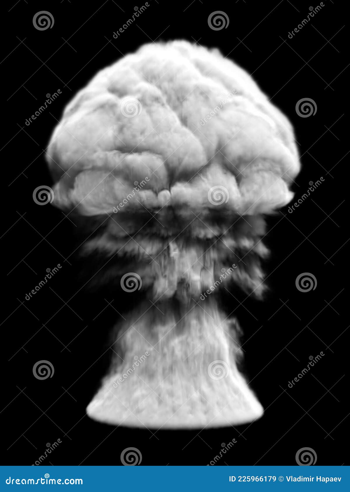 Thick Smoke from a Round Object on a Black Isolated Background. 3d ...