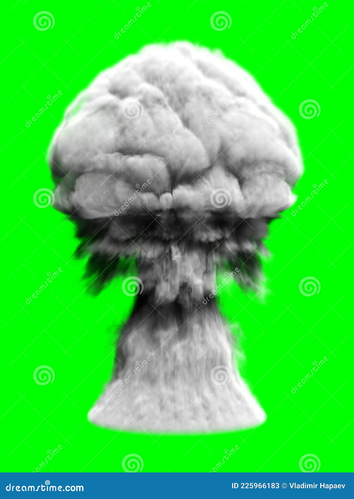 Thick Smoke from a Round Object on a Green Isolated Background. 3d ...