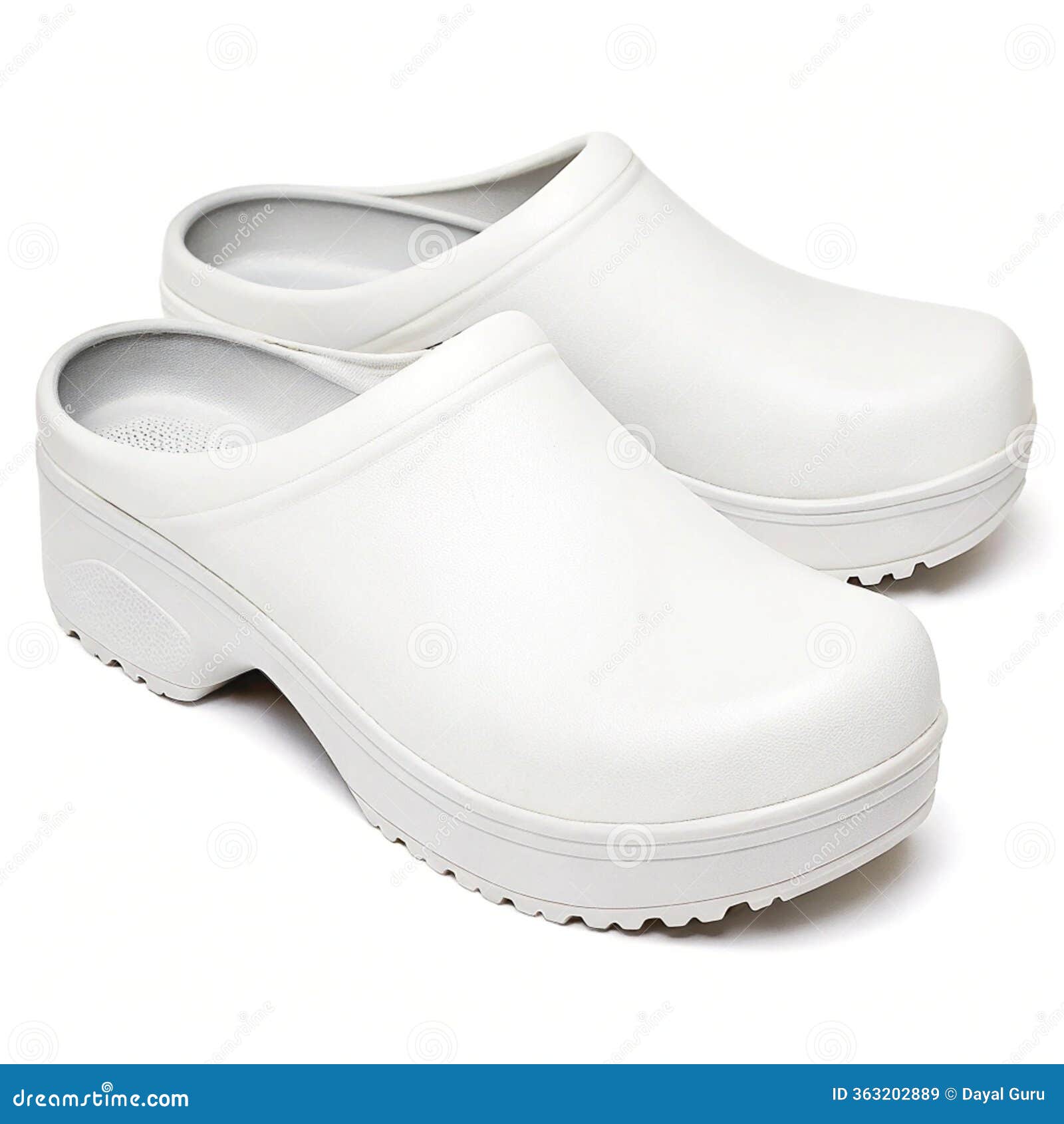 Thick Sole Round White Plastic Clogs Isolated On White Background ...