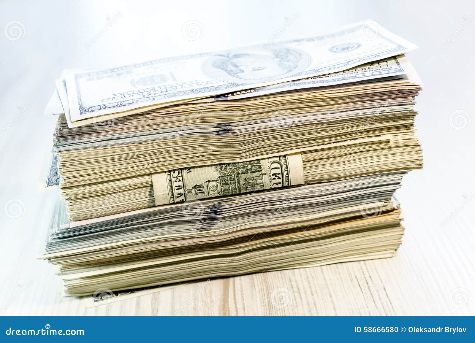 Thick stack of US cash stock photo. Image of account - 58666580