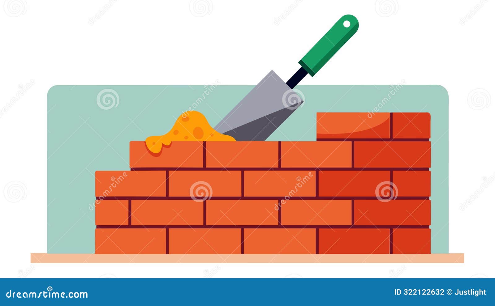 Thick Sticky Mortar Being Carefully Spread Onto a Brick with a Notched ...