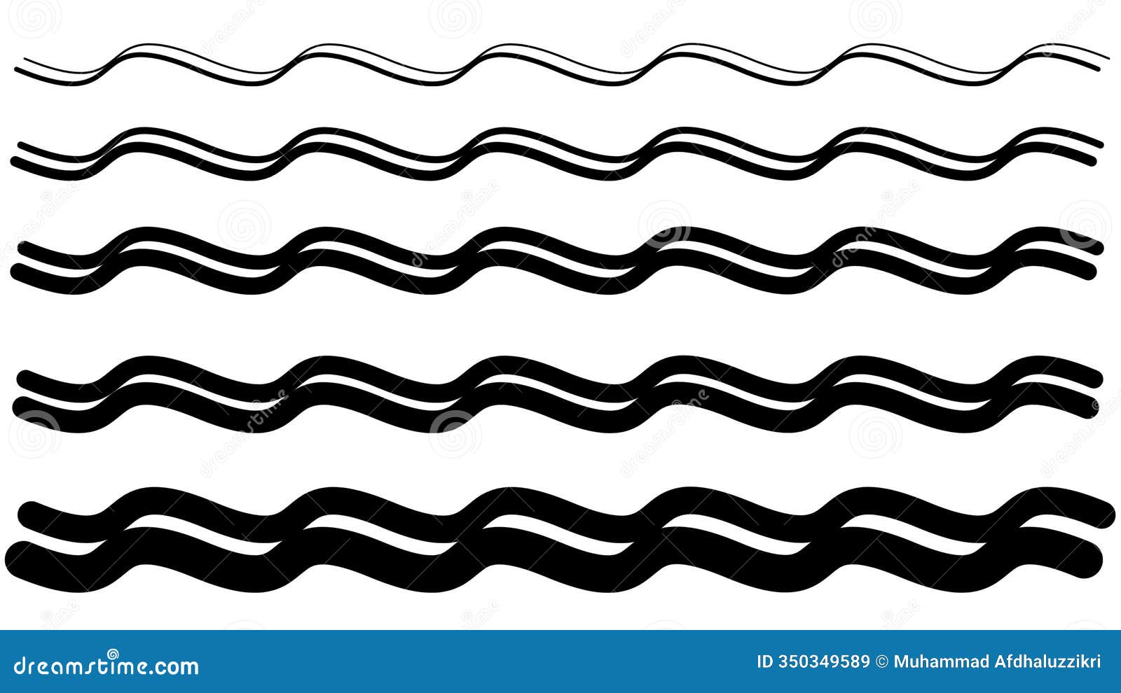 Thick Thin Wavy Lines. Wavy Lines in Order from Thin To Thick Stock ...