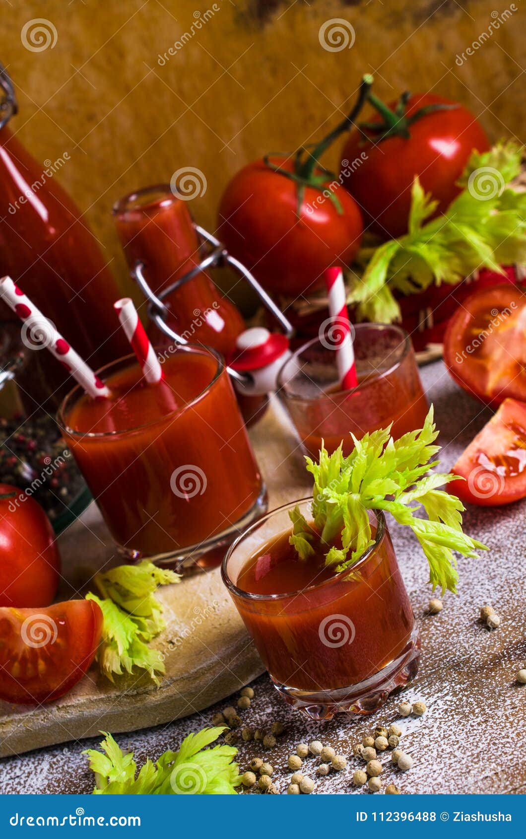 Thick Tomato Juice with Celery Stock Photo - Image of pepper ...