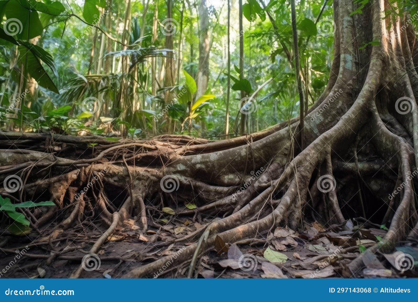 Thick Tree Roots Entrenched in the Jungle Floor Stock Photo - Image of ...