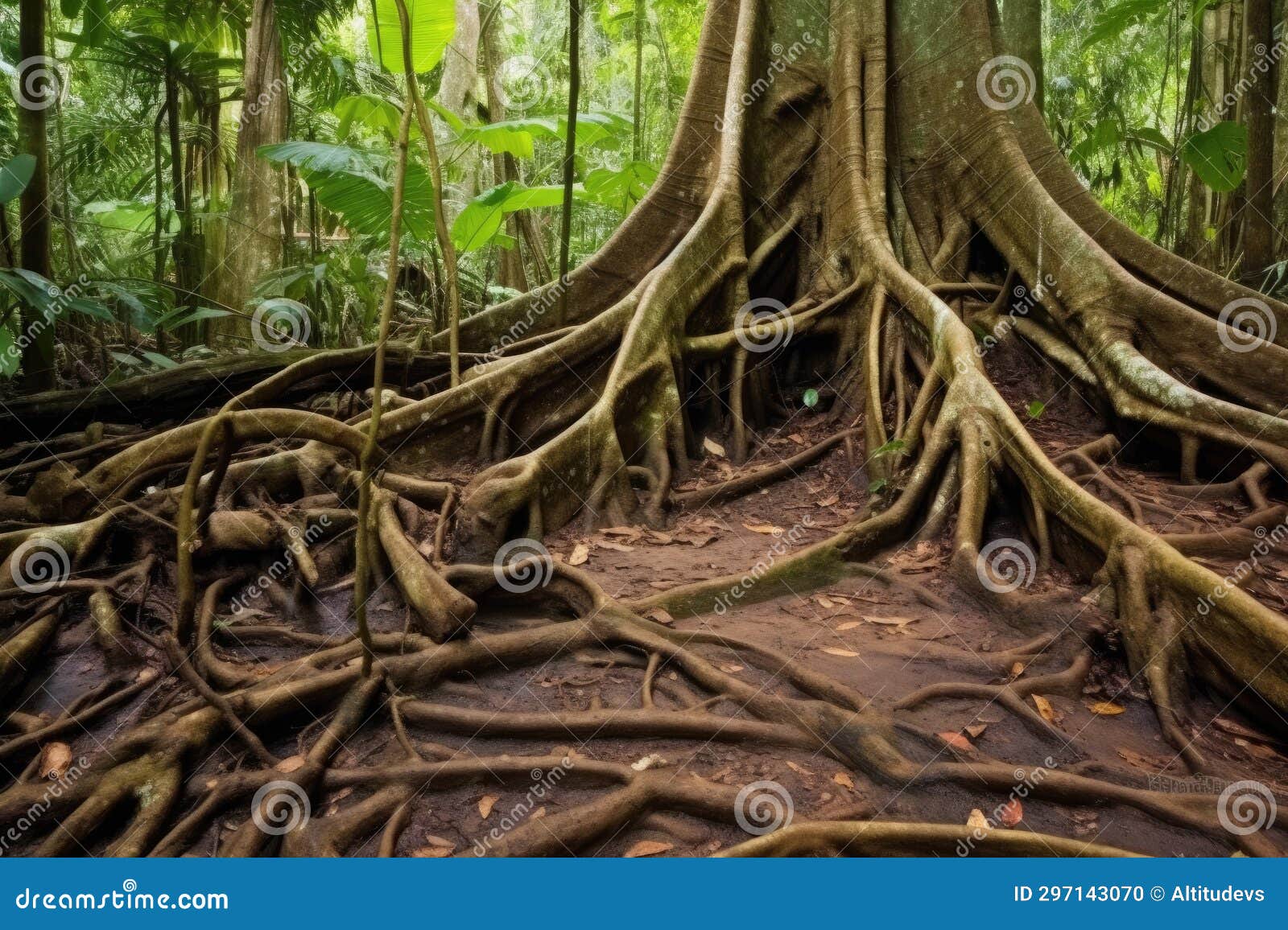 Thick Tree Roots Entrenched in the Jungle Floor Stock Photo - Image of ...