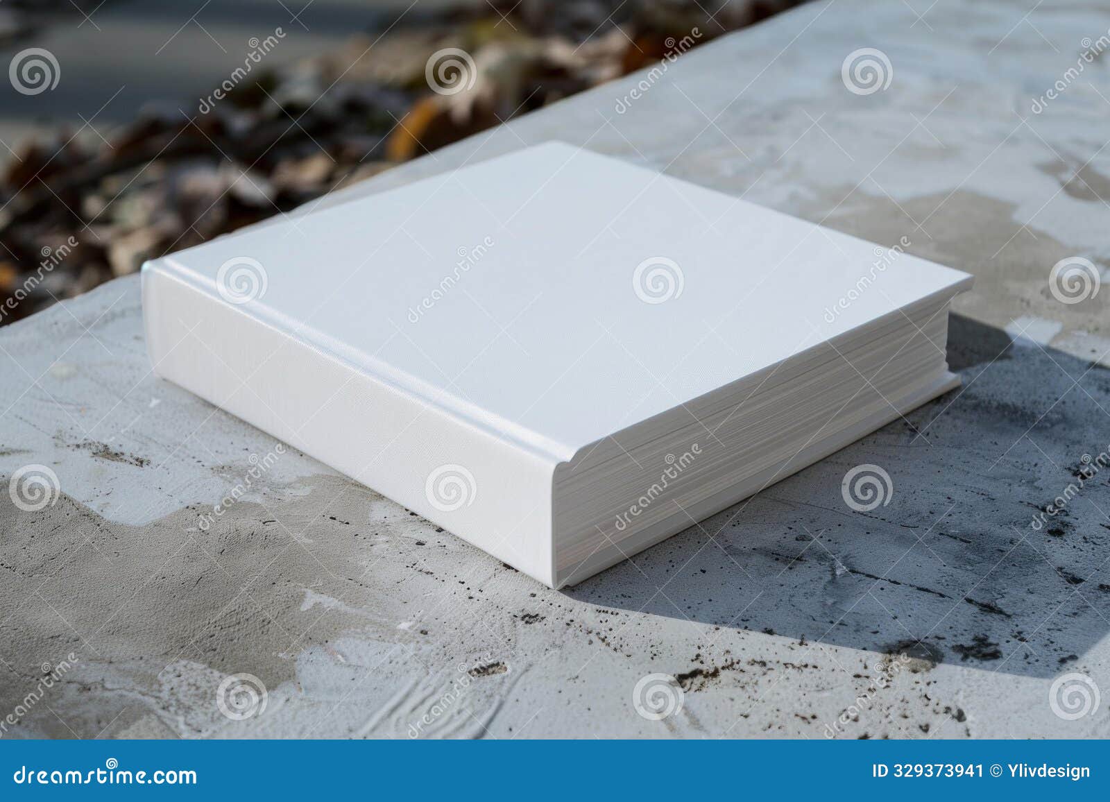 Thick White Blank Book Laying on Concrete Surface Stock Image - Image ...