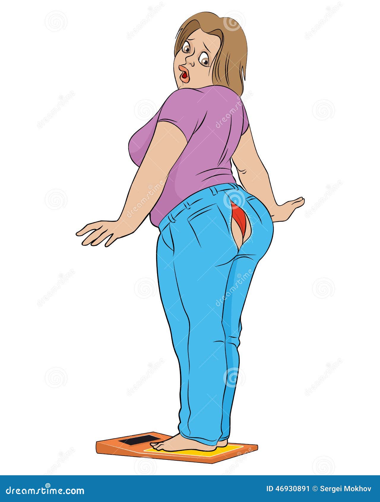 Thick Woman On Scales Stock Vector Illustration Of Instrument 46930891