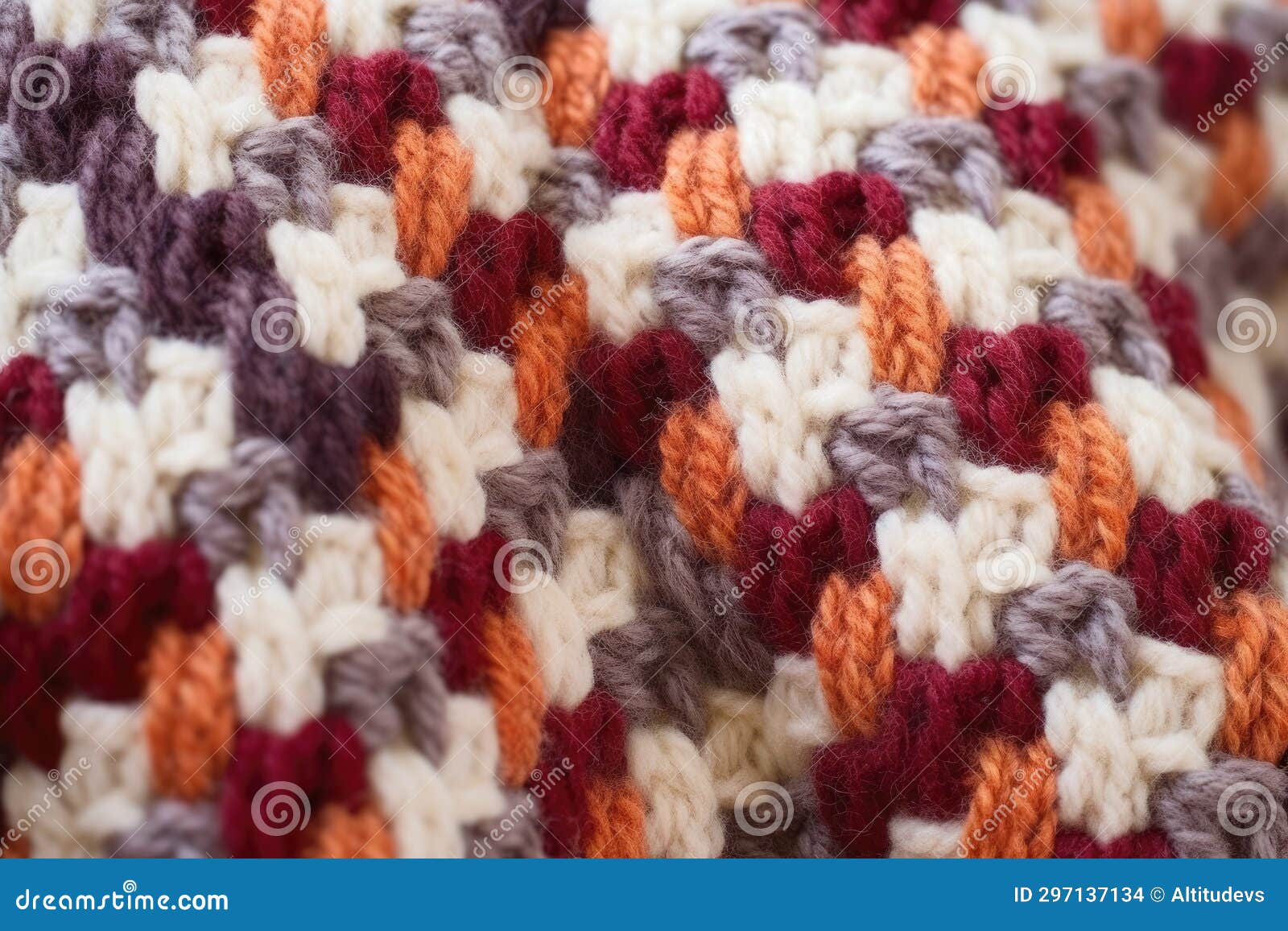 Thick Yarn with Knitted Checkerboard Pattern Up Close Stock Photo ...