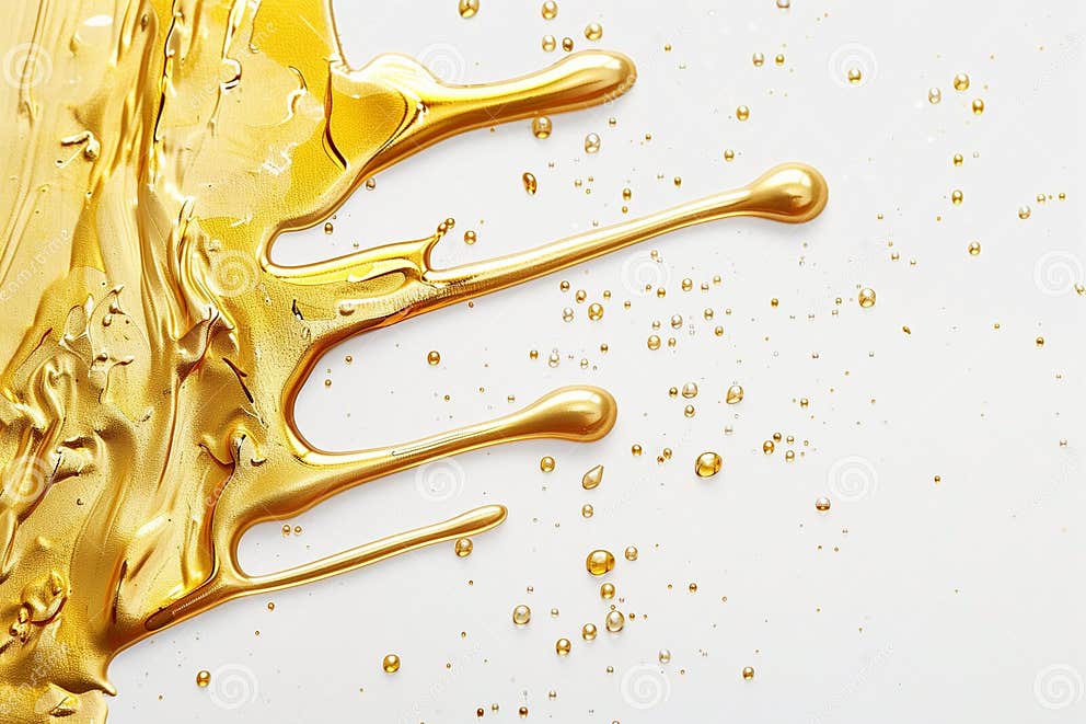 A Thick Yellow Liquid Flowing Over a White Surface. Stock Image - Image ...