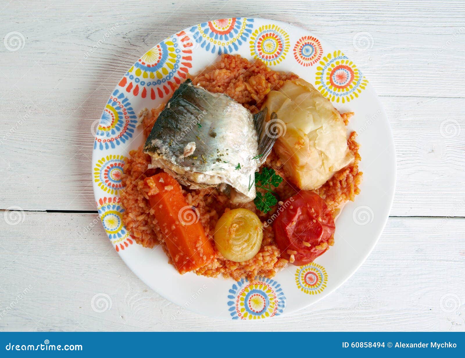Thieboudienne photo stock. Image du seafood, rouge, manioc - 60858494