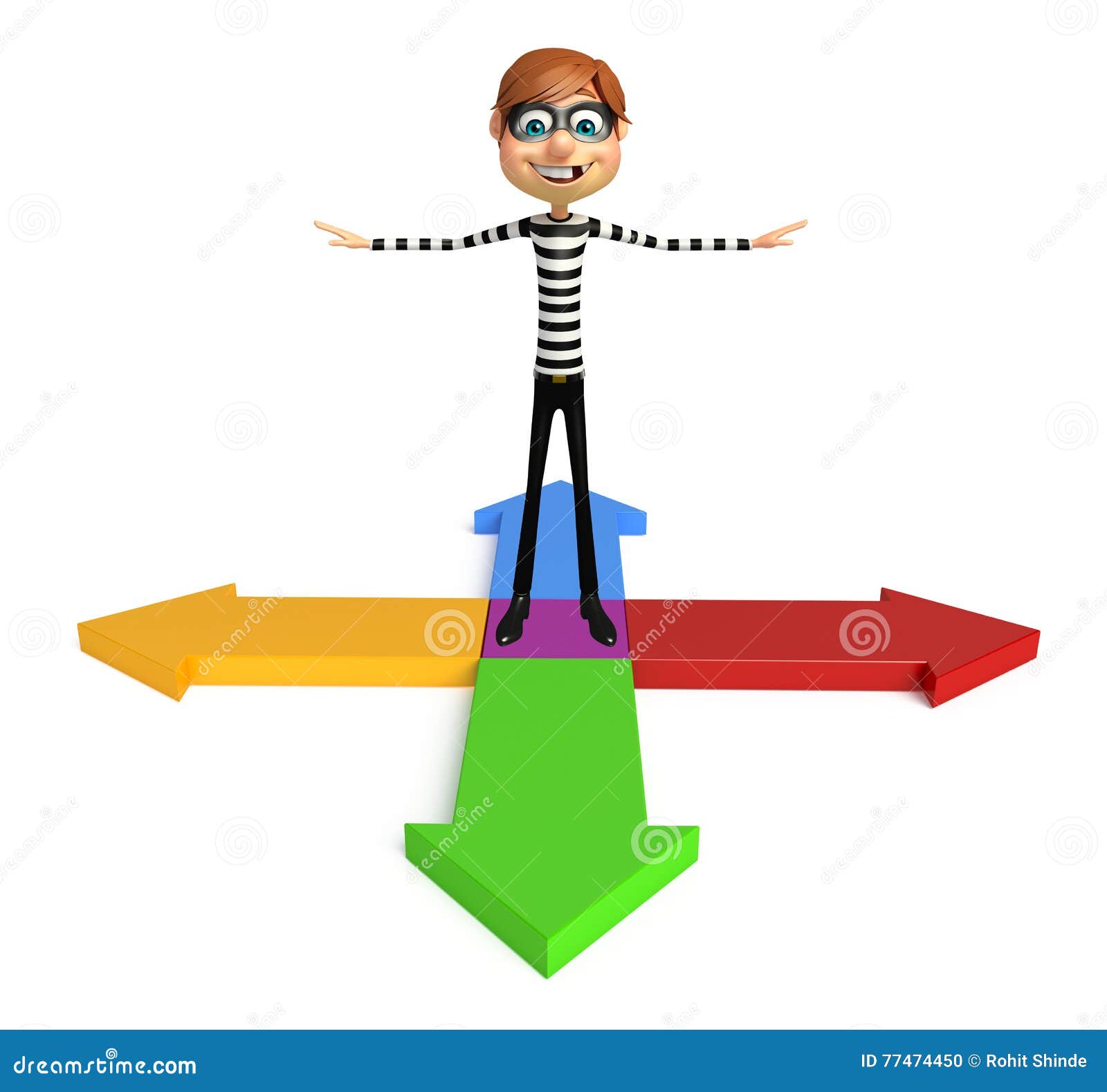 Thief with Arrow sign stock illustration. Illustration of escape - 77474450