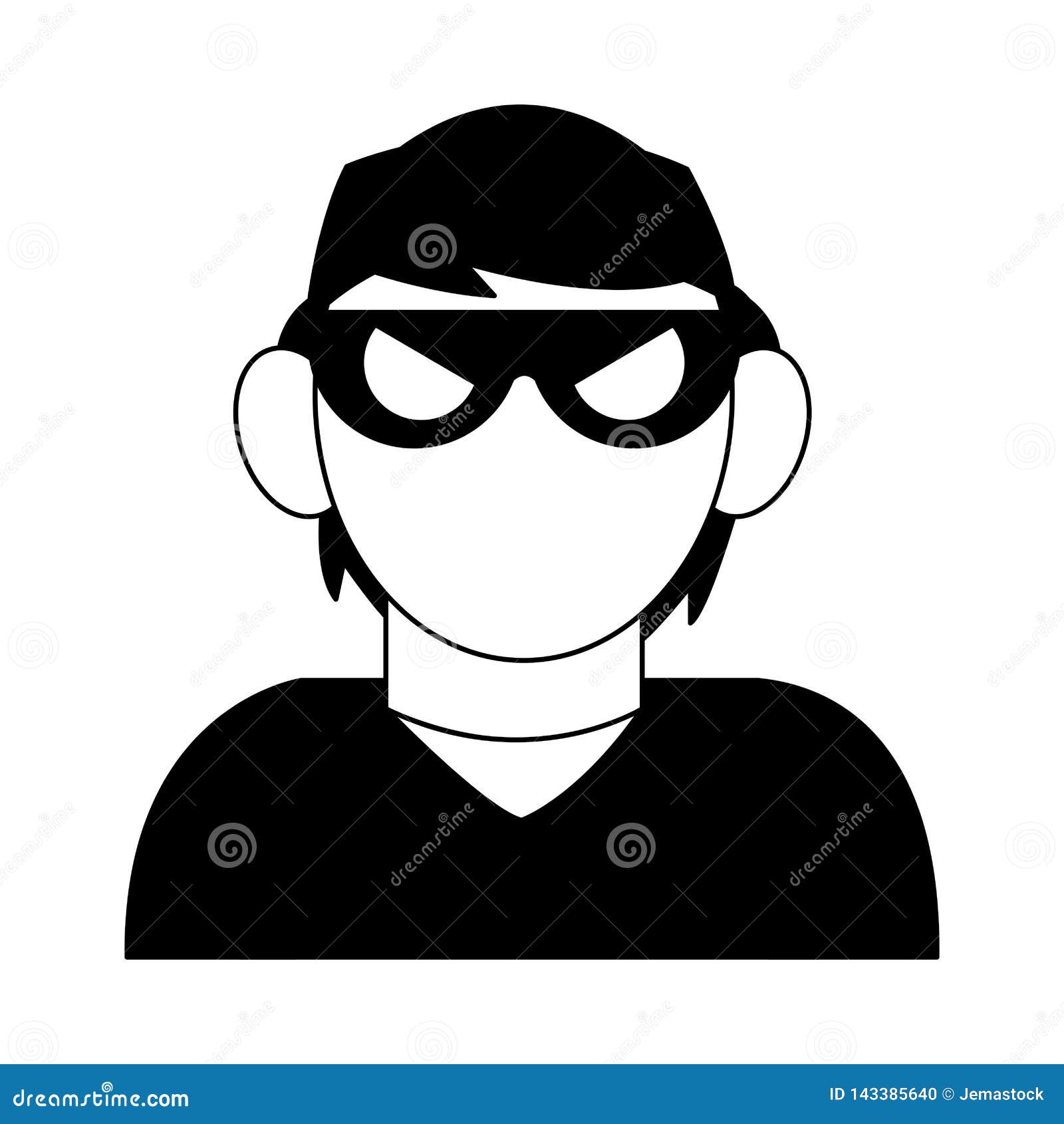 Thief Avatar Profile in Black and White Stock Vector - Illustration of ...