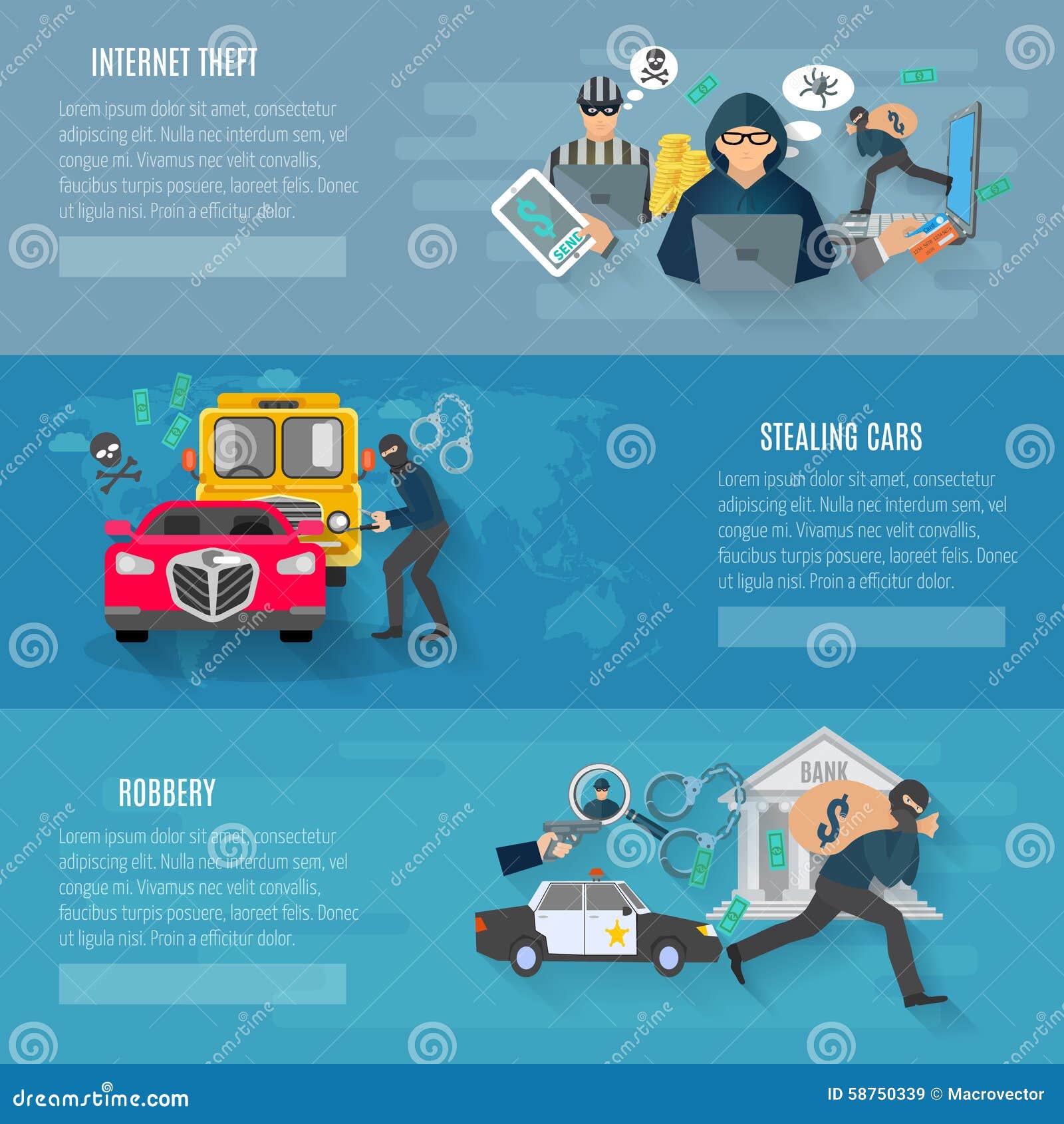 Thief Banners Set stock vector. Illustration of concept - 58750339