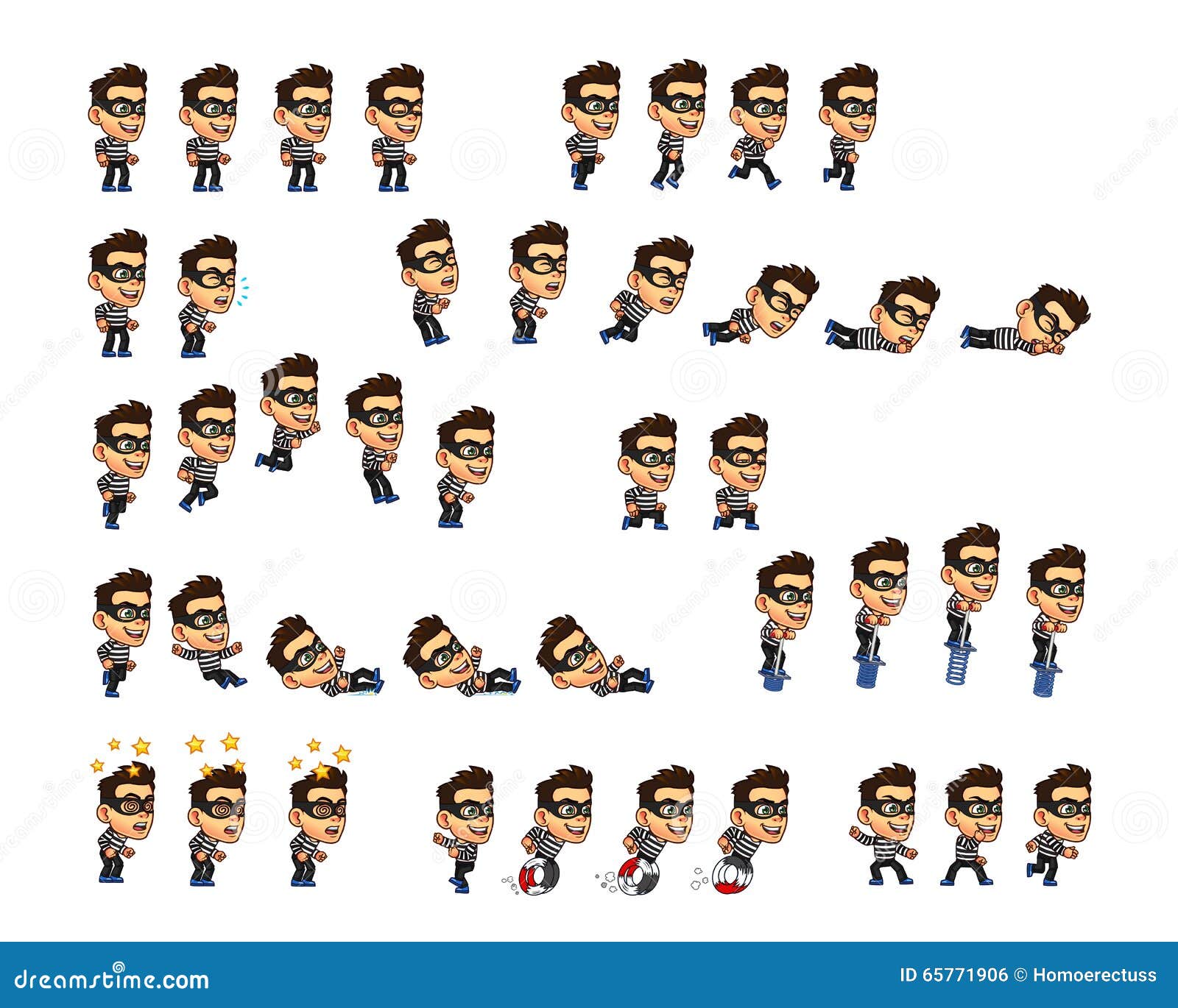 Thief Boy Game Animation Sprite Stock Vector - Illustration of culprit ...