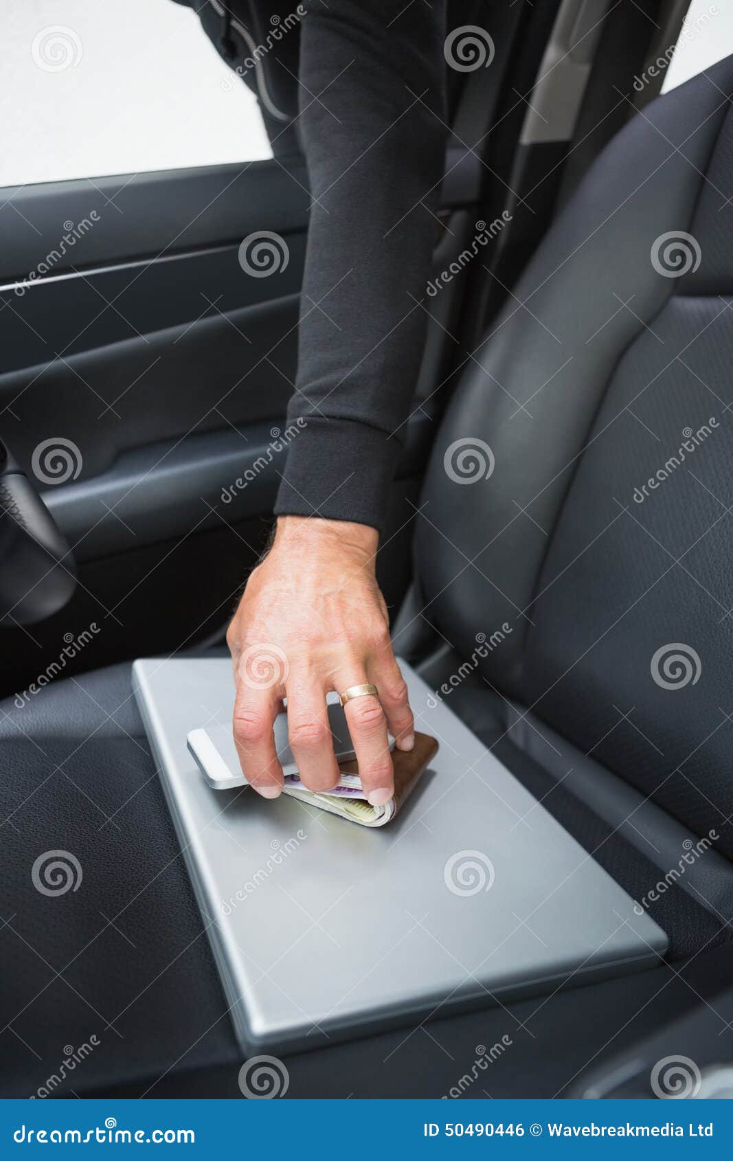 Thief Breaking Lock To Open The Gate. Male Thief Trying To Open Gate ...