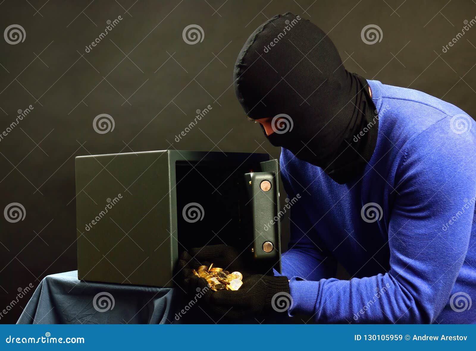 The Thief Breaks the Safe with a Combination Lock Stock Image - Image ...