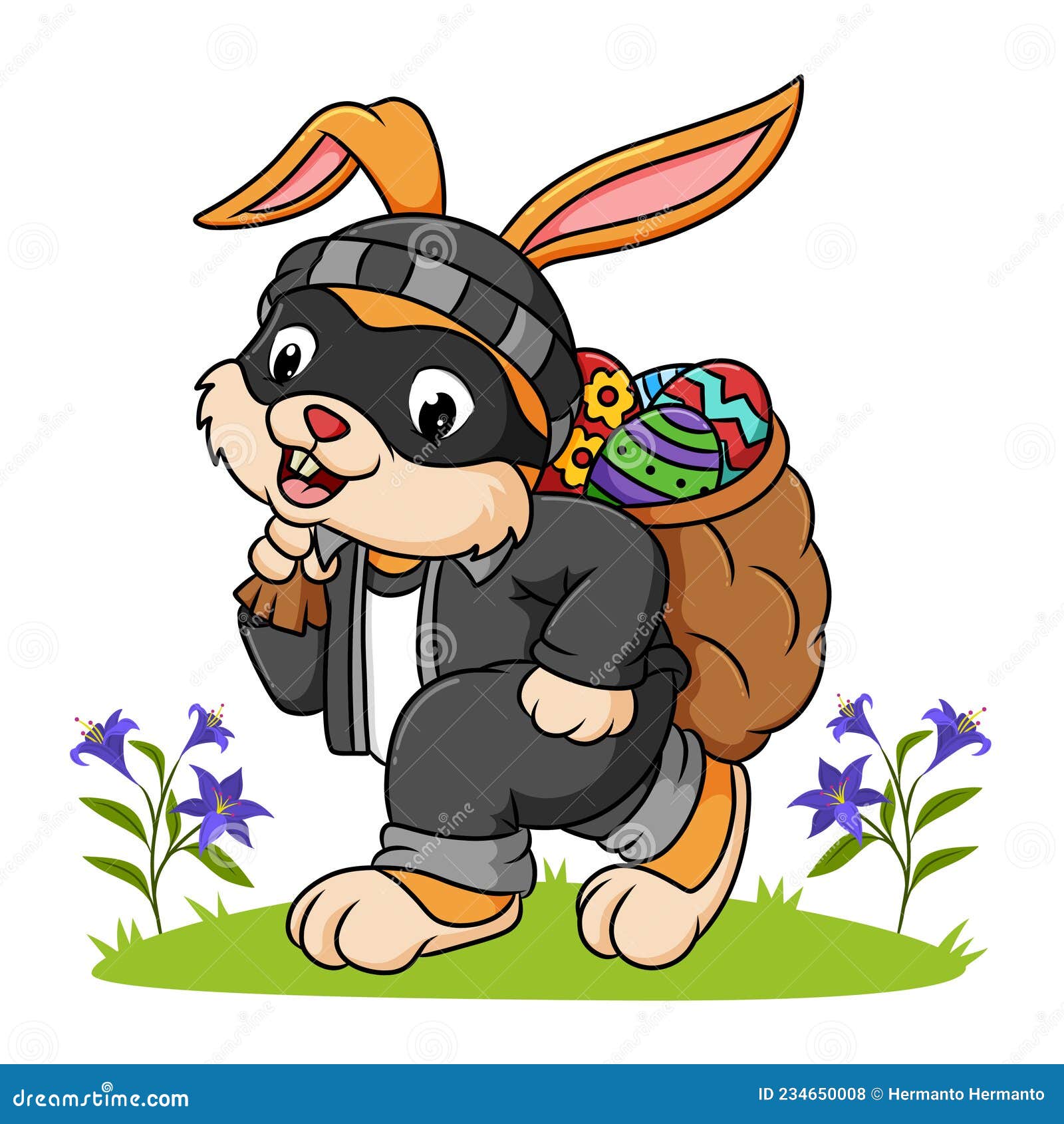 The Thief is Bringing a Sack of Easter Eggs Stock Vector - Illustration ...