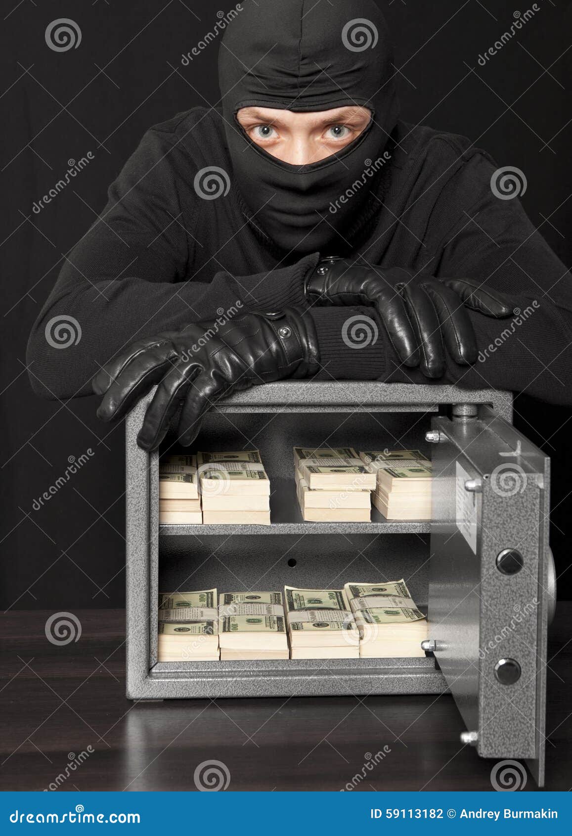 Thief Burglar and Home Safe Stock Photo - Image of gangster, offender ...