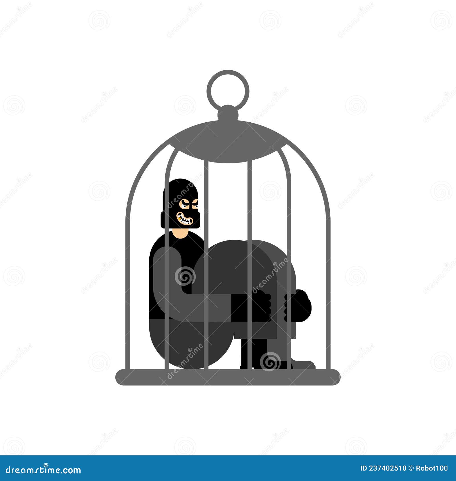 Thief in Cage. Criminal Behind Bars Stock Vector - Illustration of ...