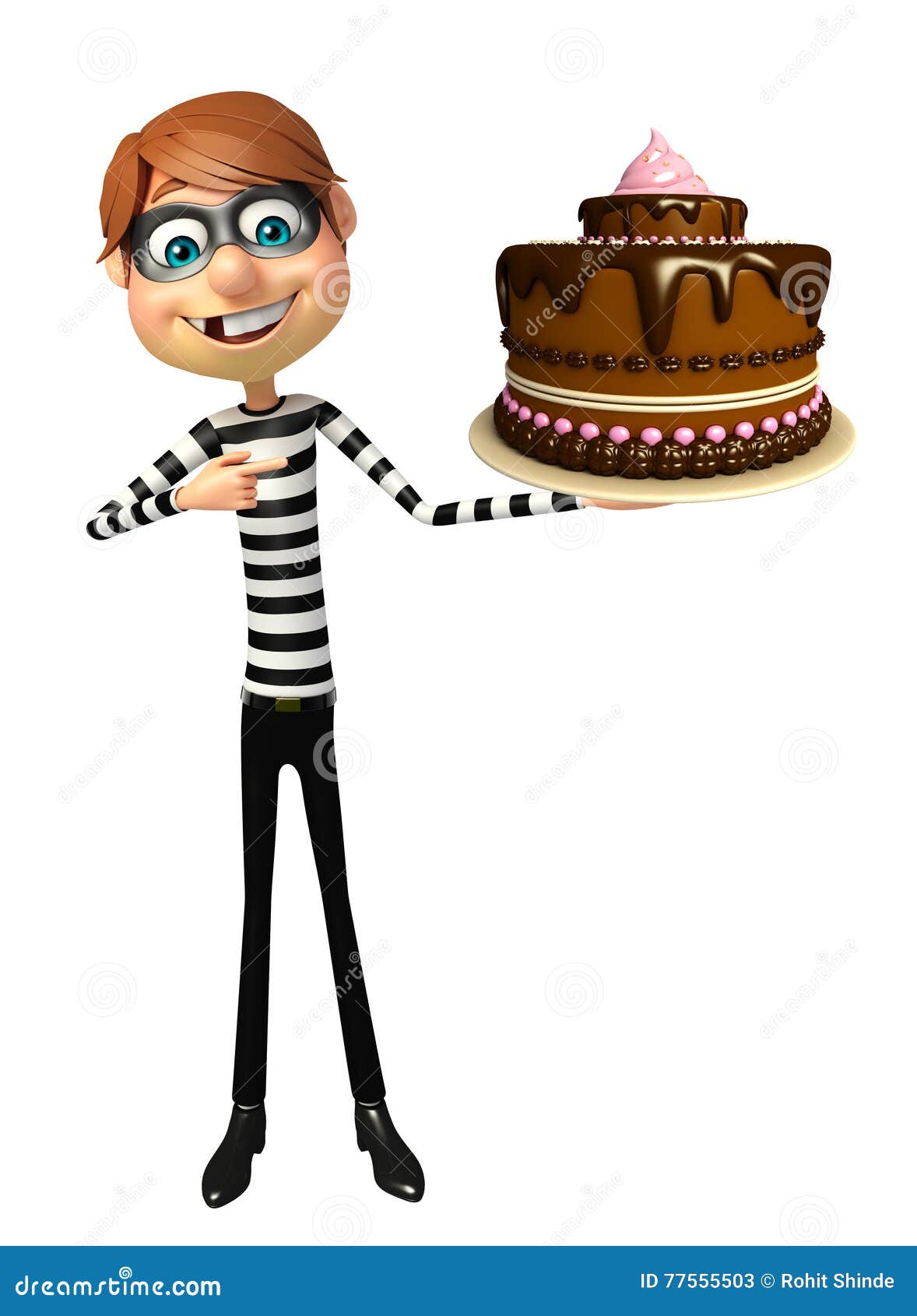 Thief with Cake stock illustration. Illustration of protection - 77555503