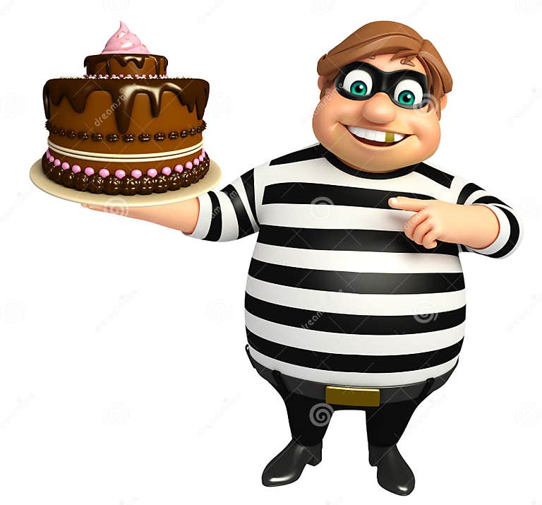 Thief with Cake stock illustration. Illustration of daaku - 77555527