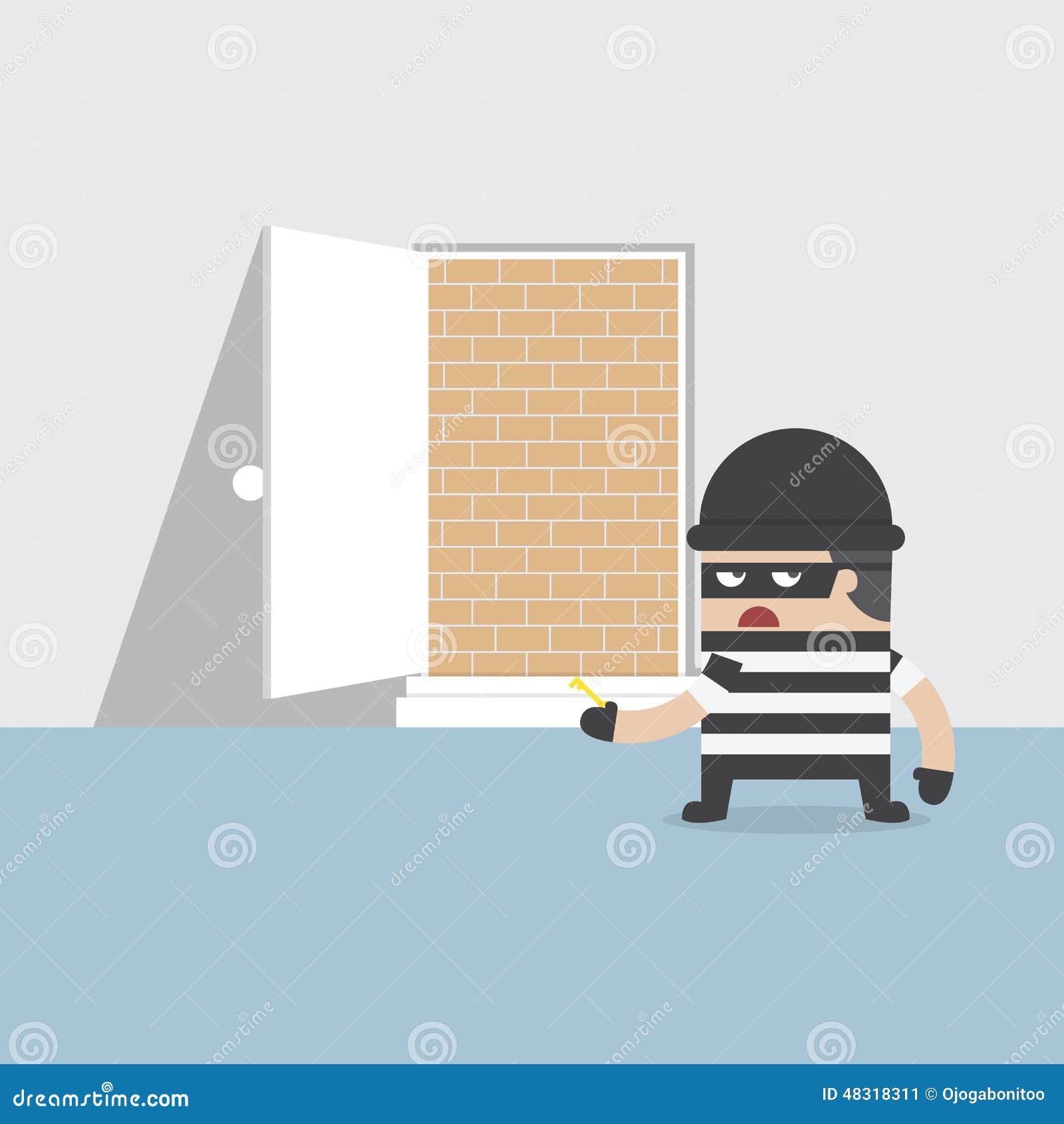 A Thief Cannot Get through the Safety Door Stock Vector - Illustration ...