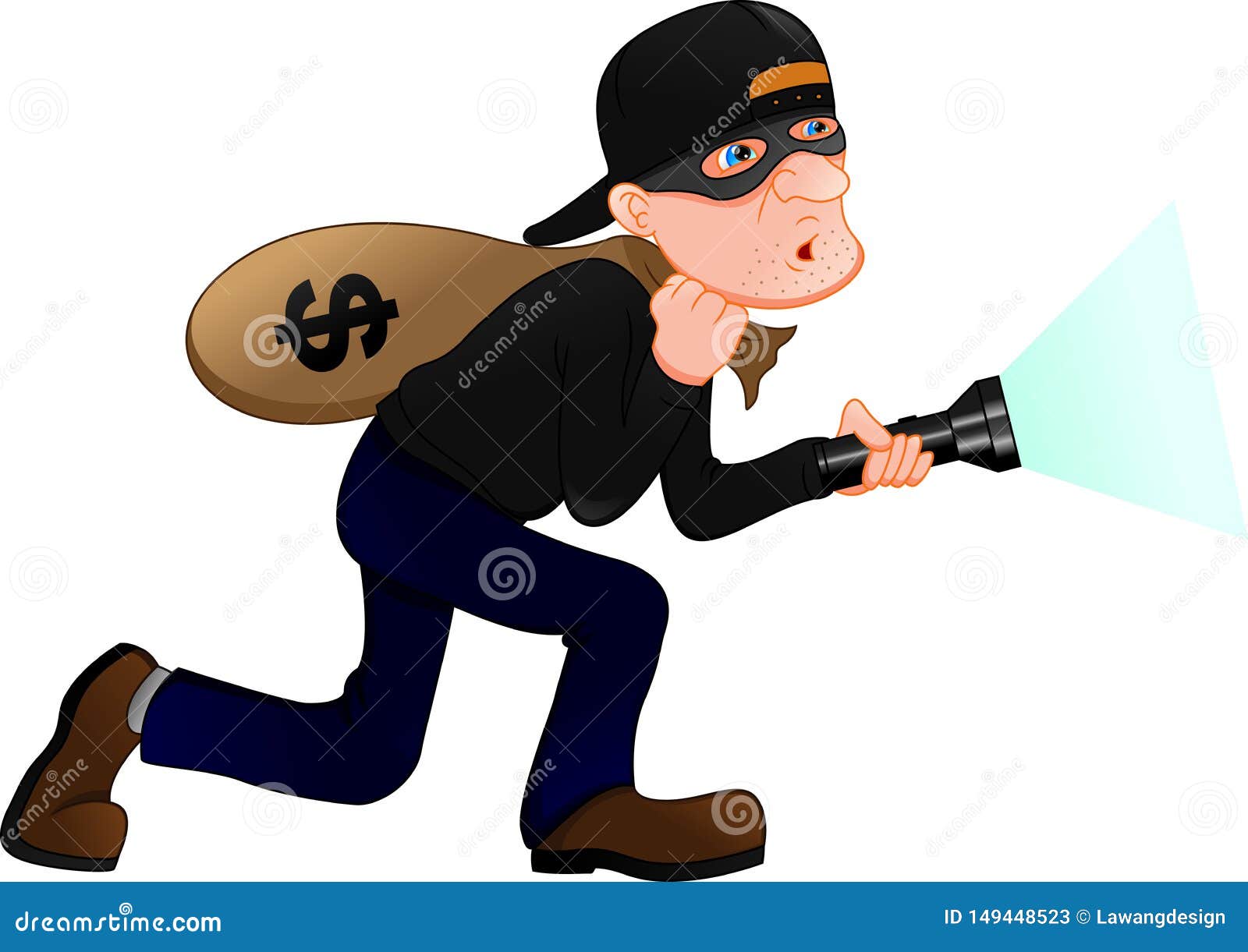 Thief Carrying Bag of Money with a Dollar Sign Stock Vector ...