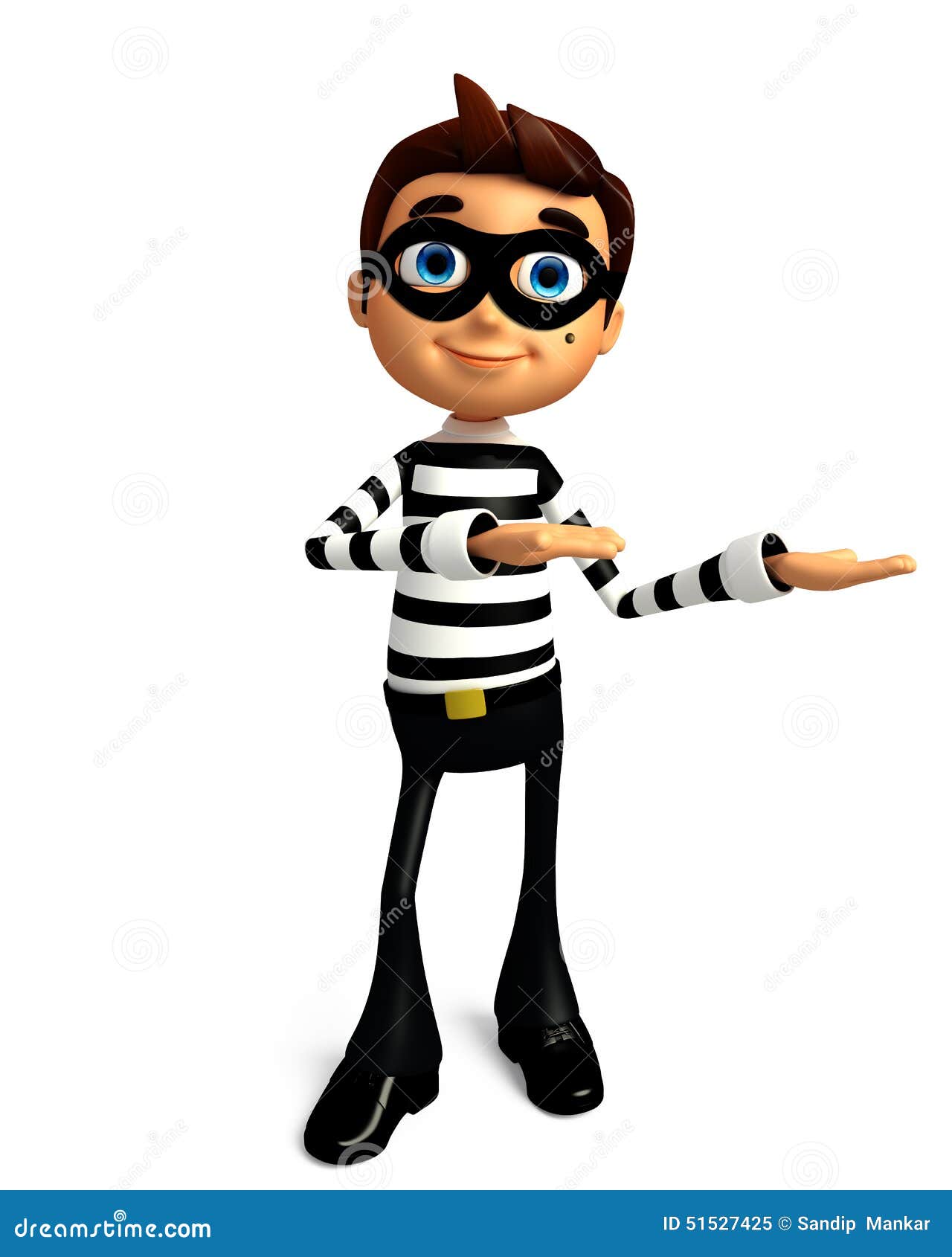 Thief Character with Presentation Pose Stock Illustration ...