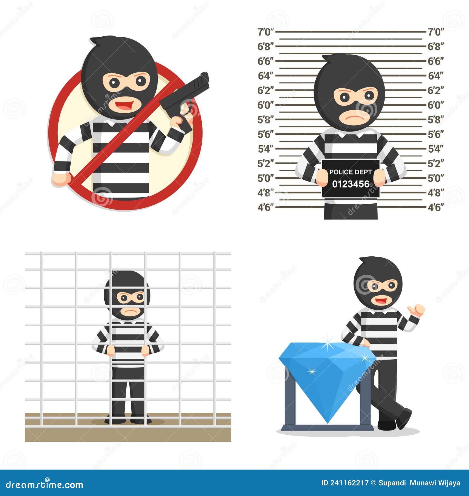 Thief Character Profession Design Vector Stock Vector - Illustration of ...