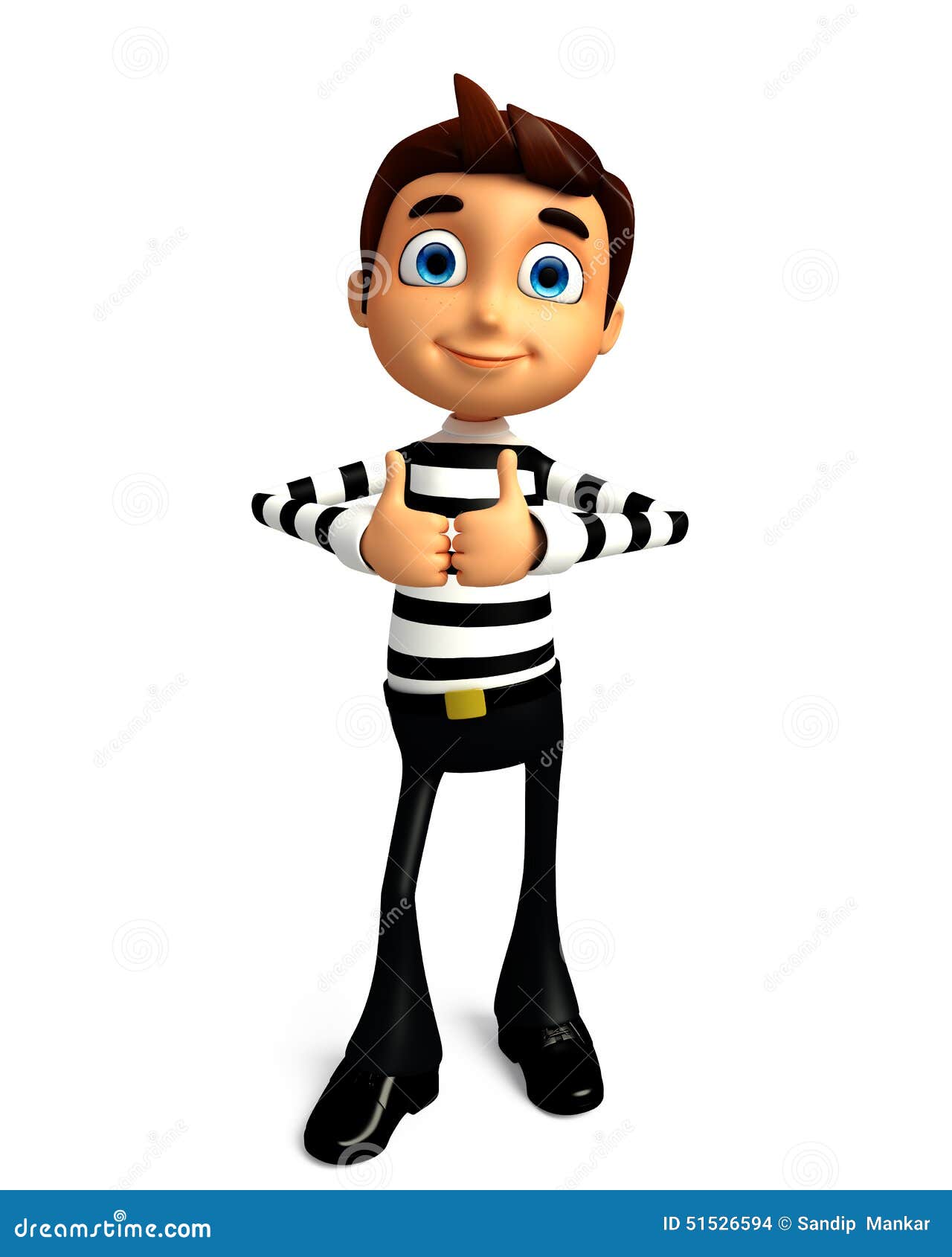 Thief Character with Thumbs Up Pose Stock Illustration - Illustration ...