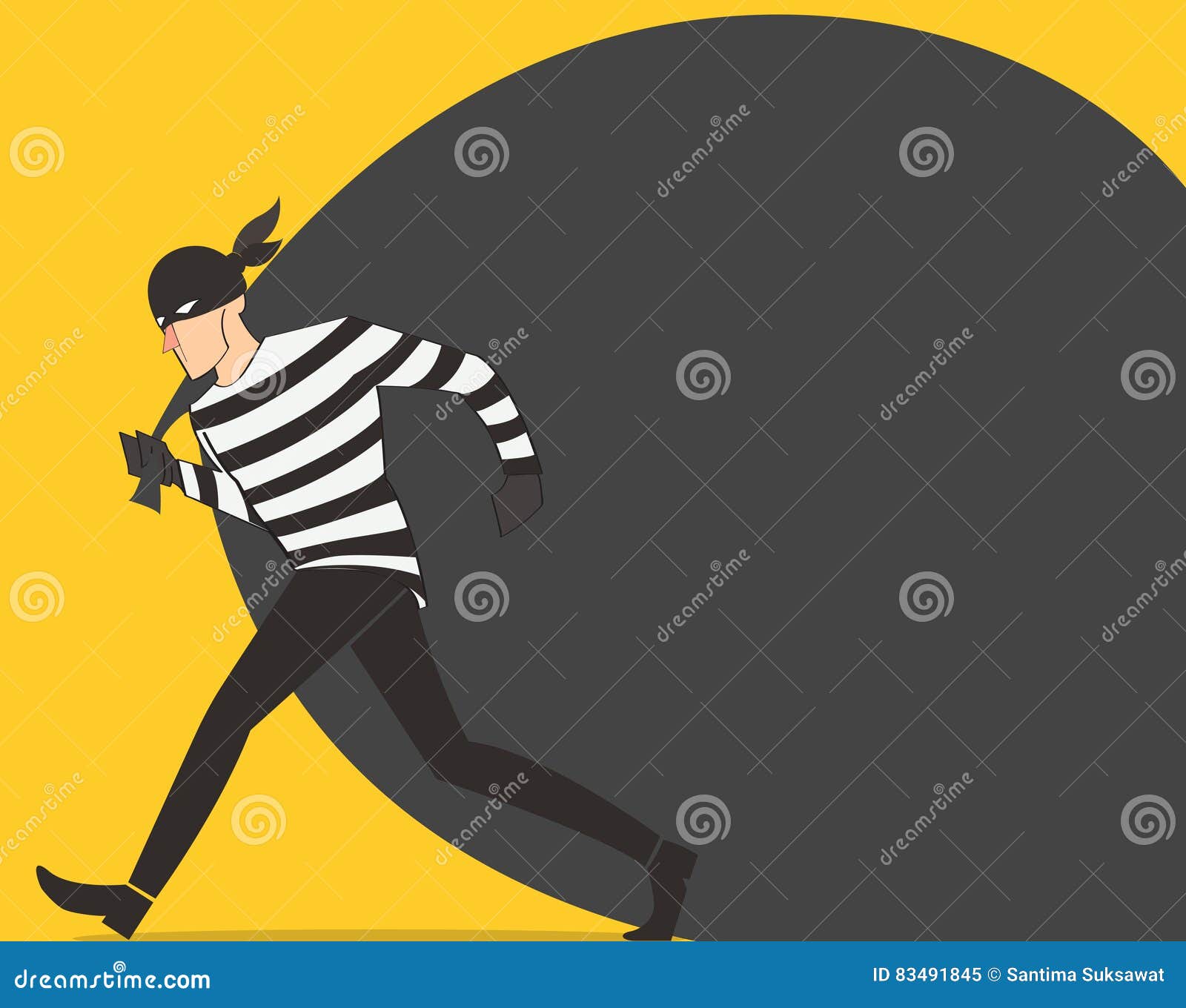 Thief Character Vector Bandit Cartoon Illustration Robber In A Mask ...