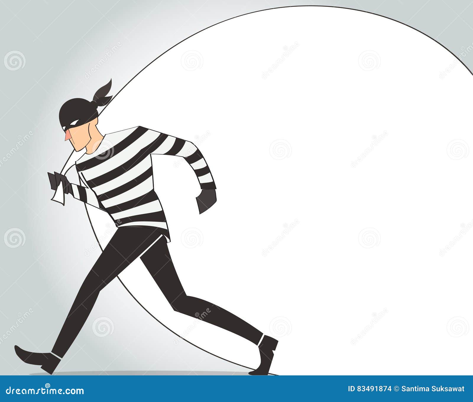 Thief Character Vector Bandit Cartoon Illustration Robber in a Mask ...