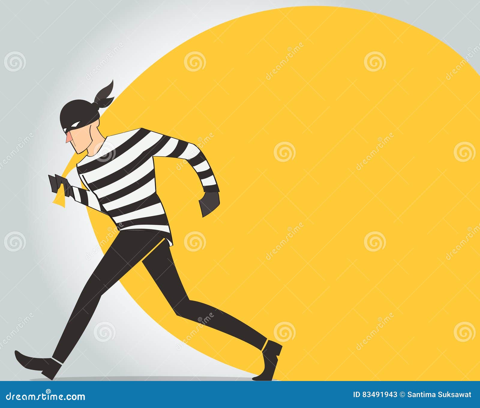 Thief Character Vector Bandit Cartoon Illustration Robber in a Mask ...