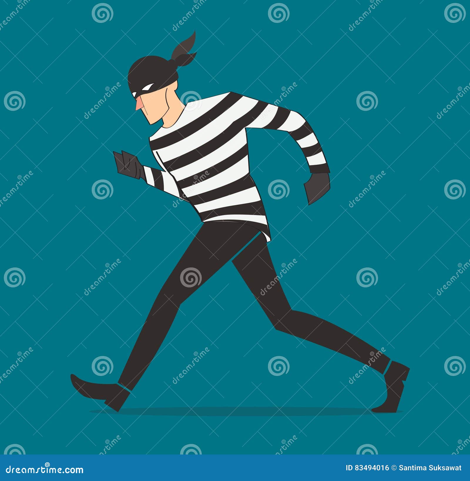 Thief Character Vector Bandit Cartoon Illustration Robber in a Mask ...