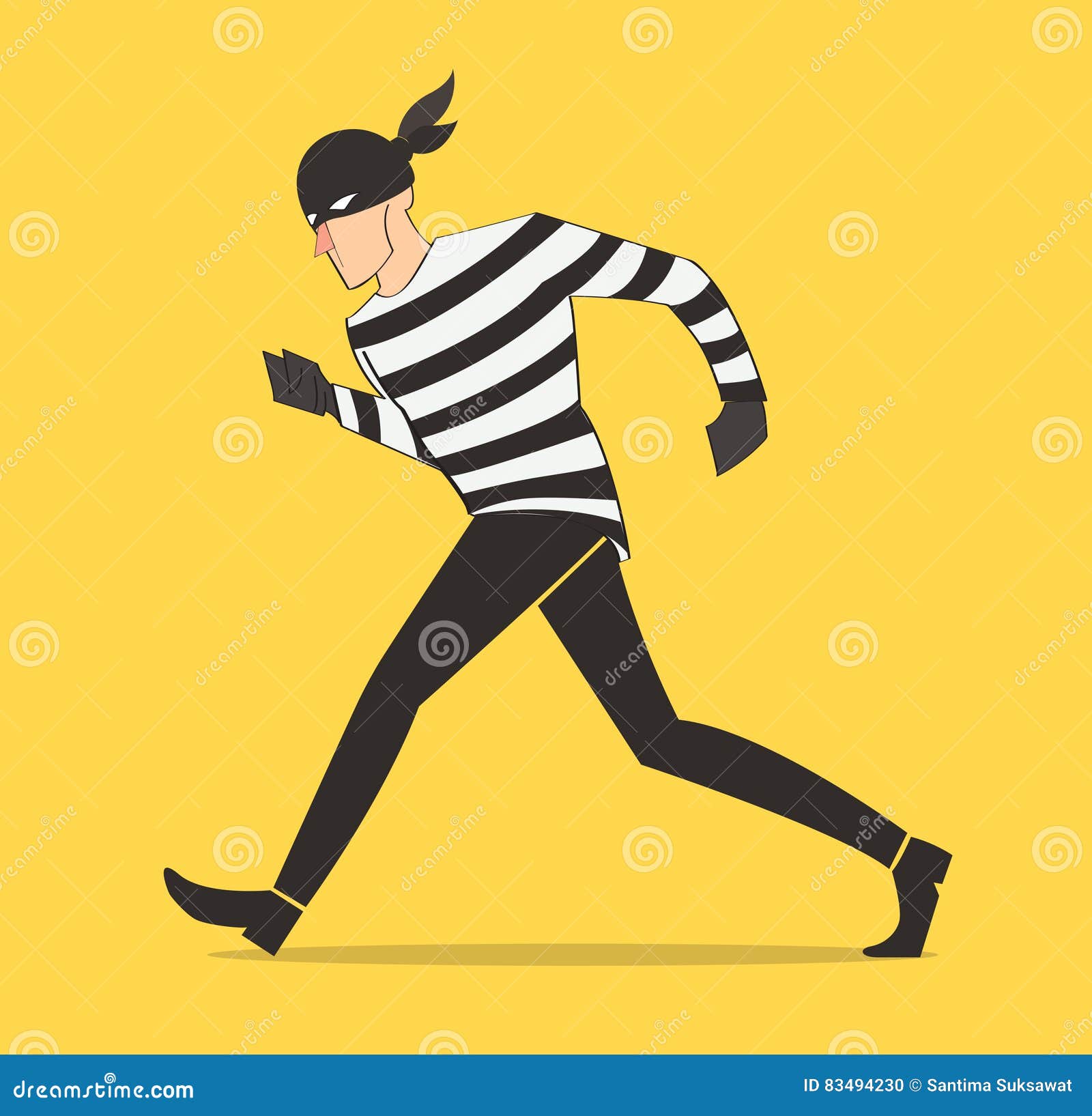 Thief Character Vector Bandit Cartoon Illustration Robber In A Mask ...