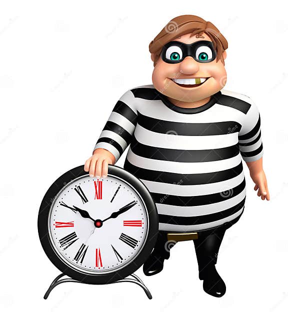 Thief with Clock stock illustration. Illustration of burglar - 77469822