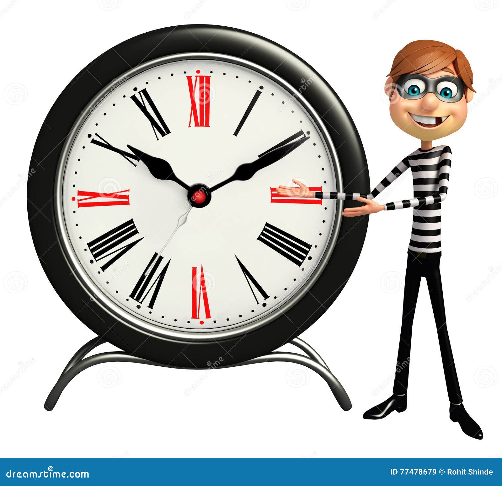 Thief with with Clock stock illustration. Illustration of protection ...