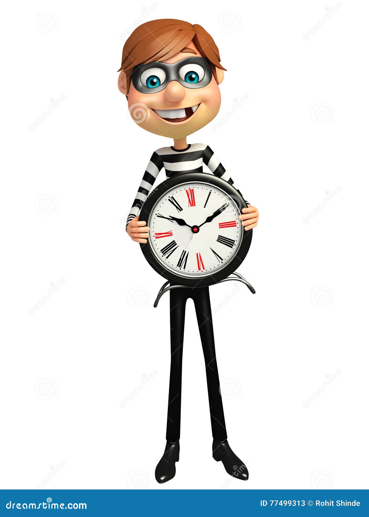 Thief with Clock stock illustration. Illustration of faker - 77499313