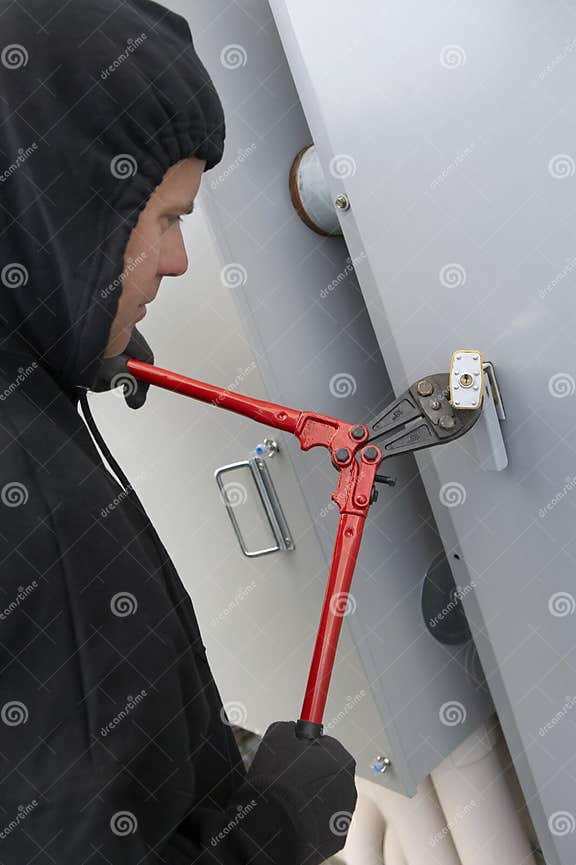 Thief Cutting Lock stock photo. Image of holding, robber - 29659796