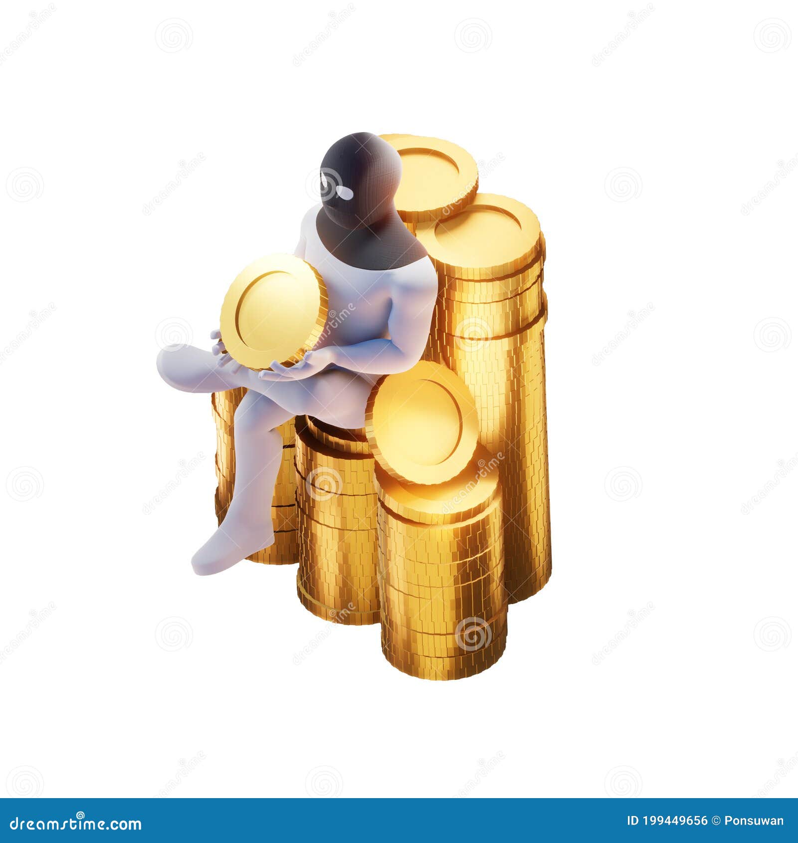 Thief 3d Render with Golden Coins Stock Illustration - Illustration of ...
