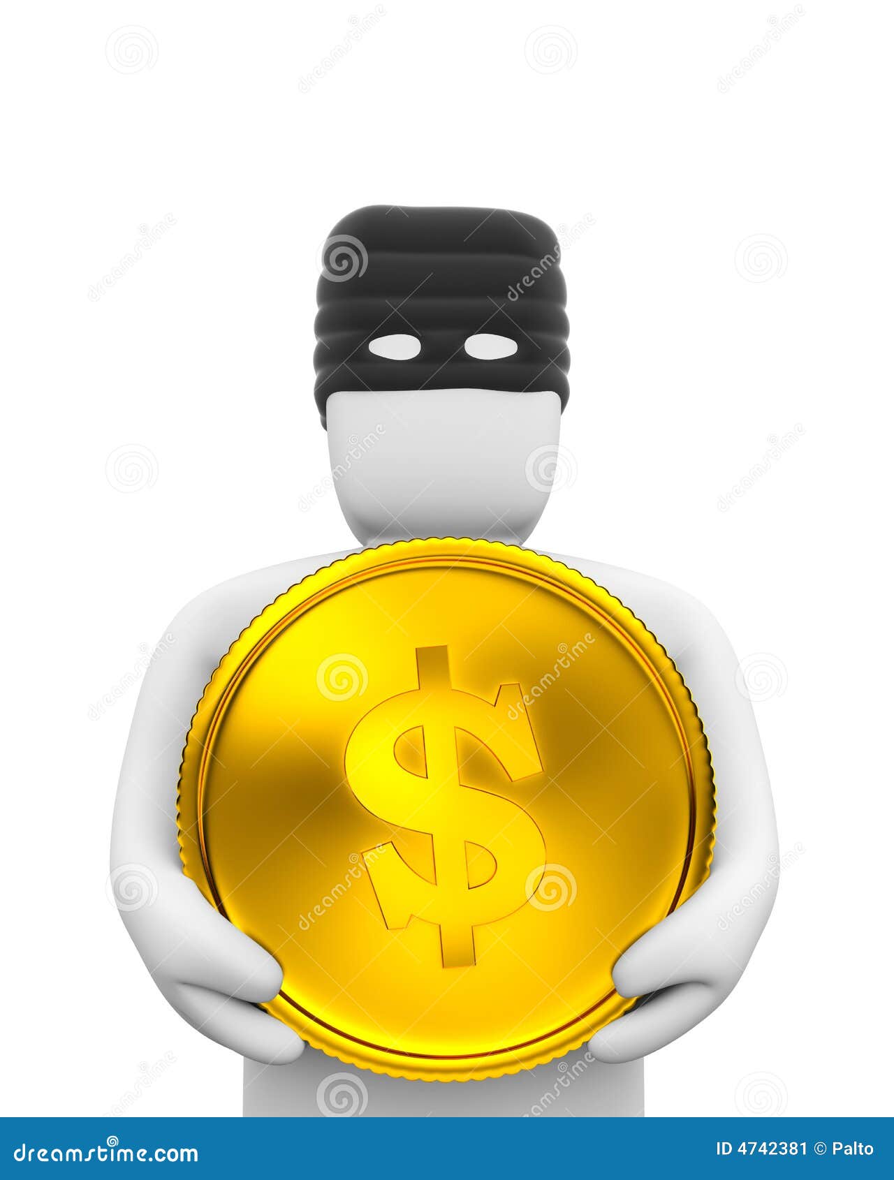The thief dollar coin stock illustration. Illustration of person - 4742381