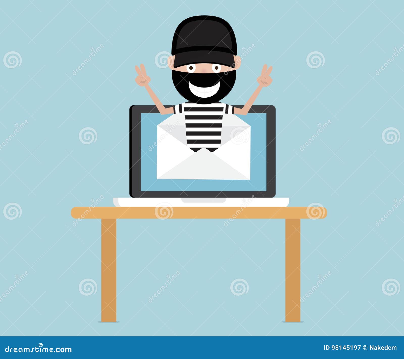 Thief from Email with Laptop Stock Vector - Illustration of information ...