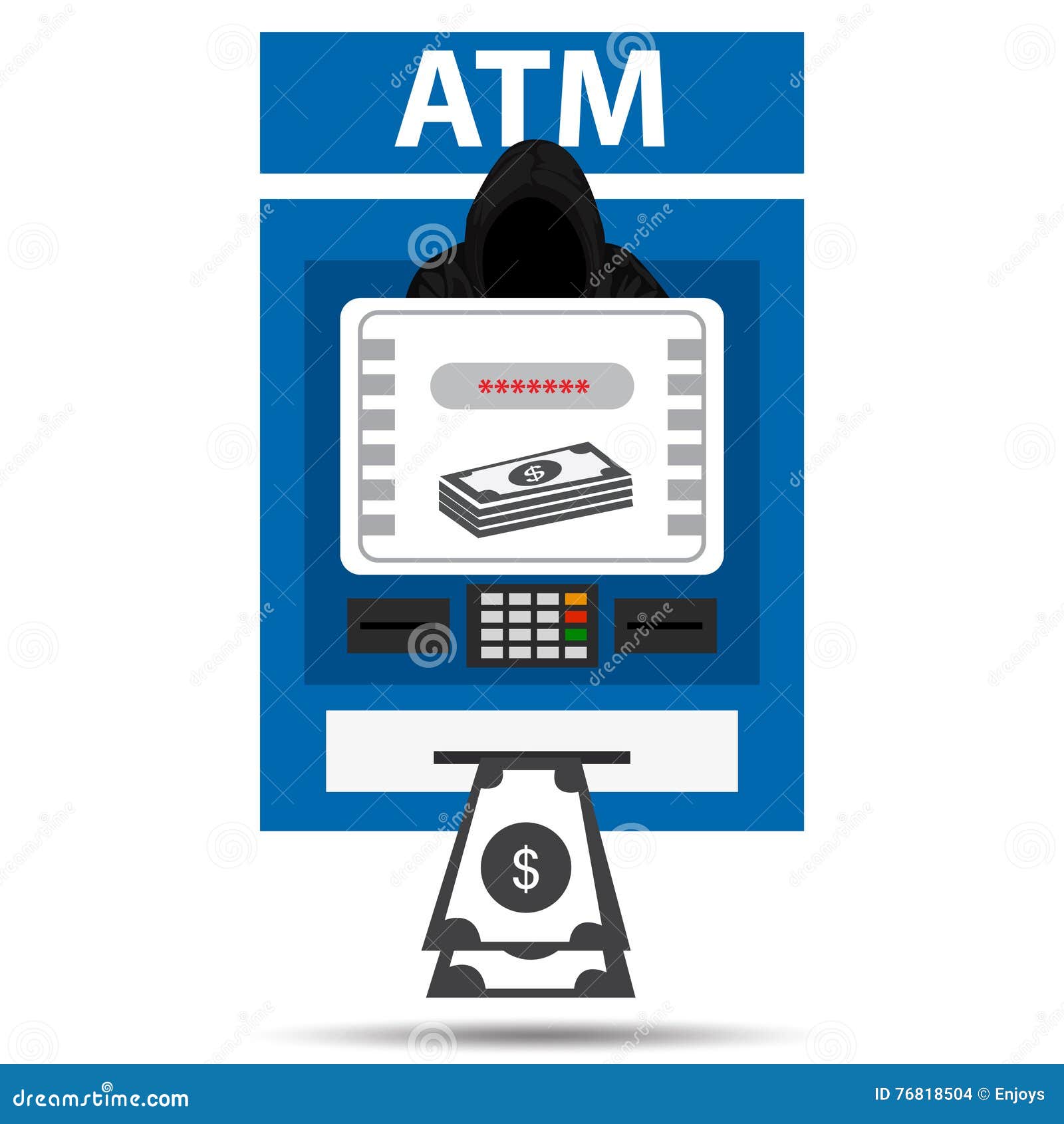 Thief. Hacker Stealing Sensitive Data and Money from ATM Machine Stock ...
