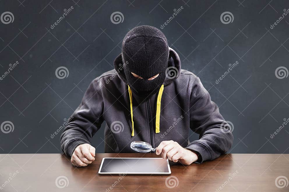 Thief Hacking Tablet Mobile Security Stock Photo - Image of information ...